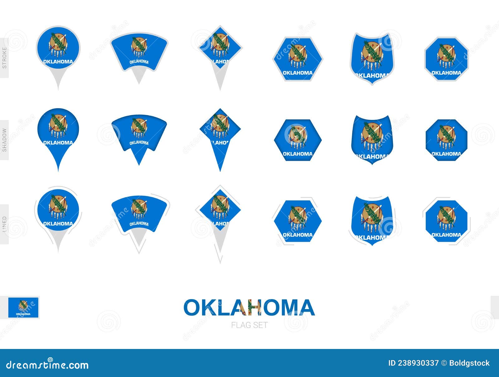 Collection of the Oklahoma Flag in Different Shapes and with Three ...