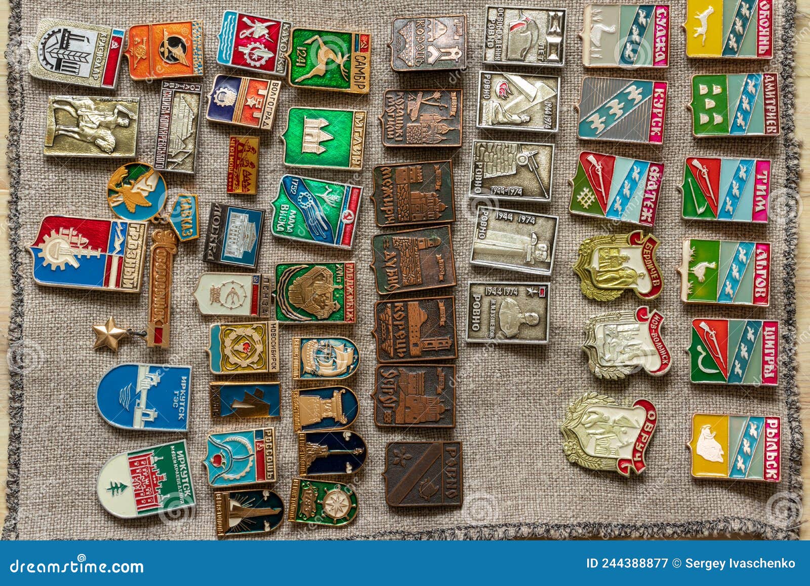 Collection of Old Badges of the Soviet Era. Editorial Photography ...