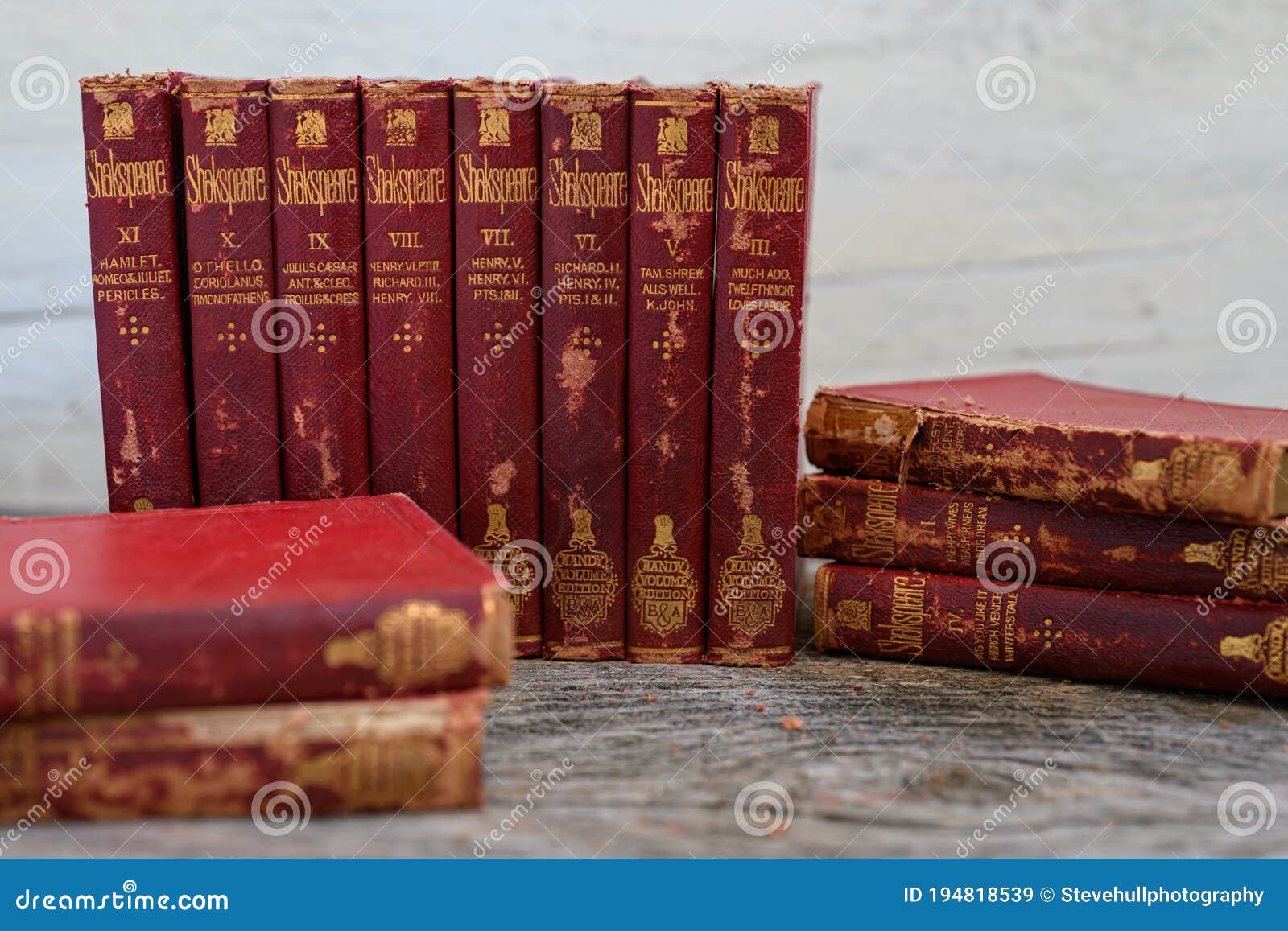 Collection of Old Books Showing Lots of Wear Editorial Stock Image ...