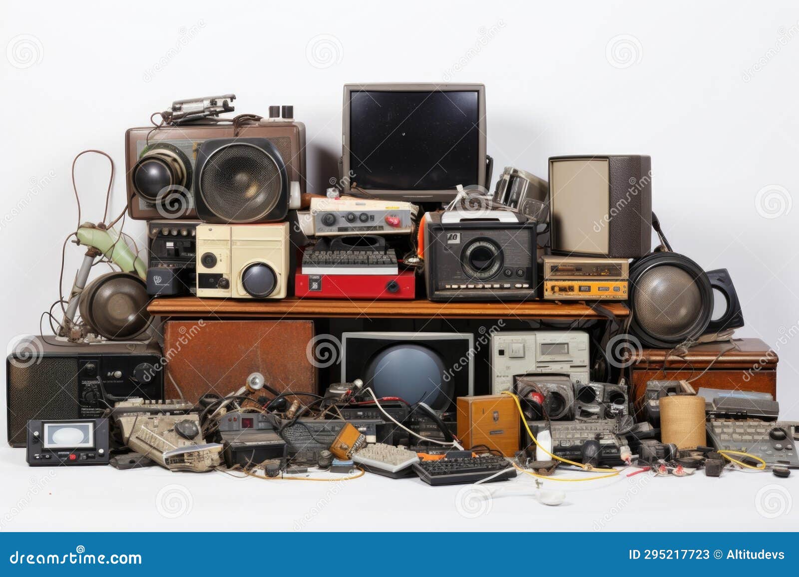 Collection of Old, Broken and Obsolete Gadgets Stock Image - Image of ...
