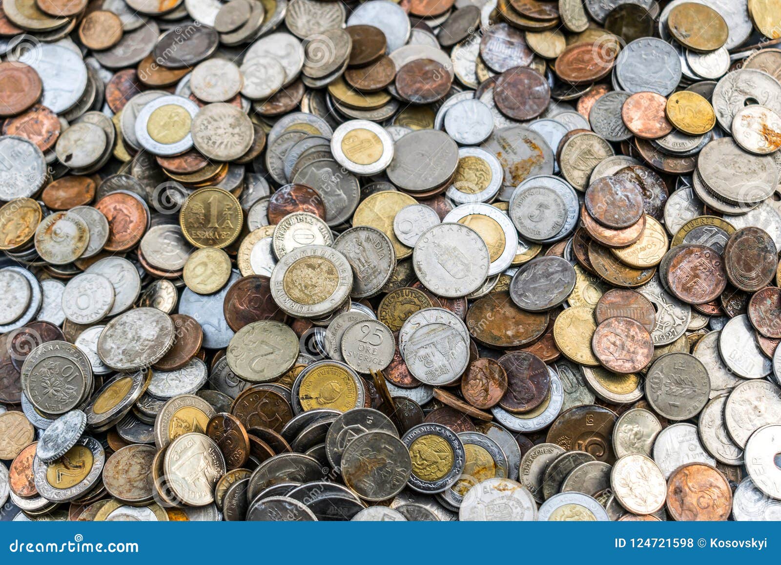 Collection of old coins stock photo. Image of closeupn - 124721598