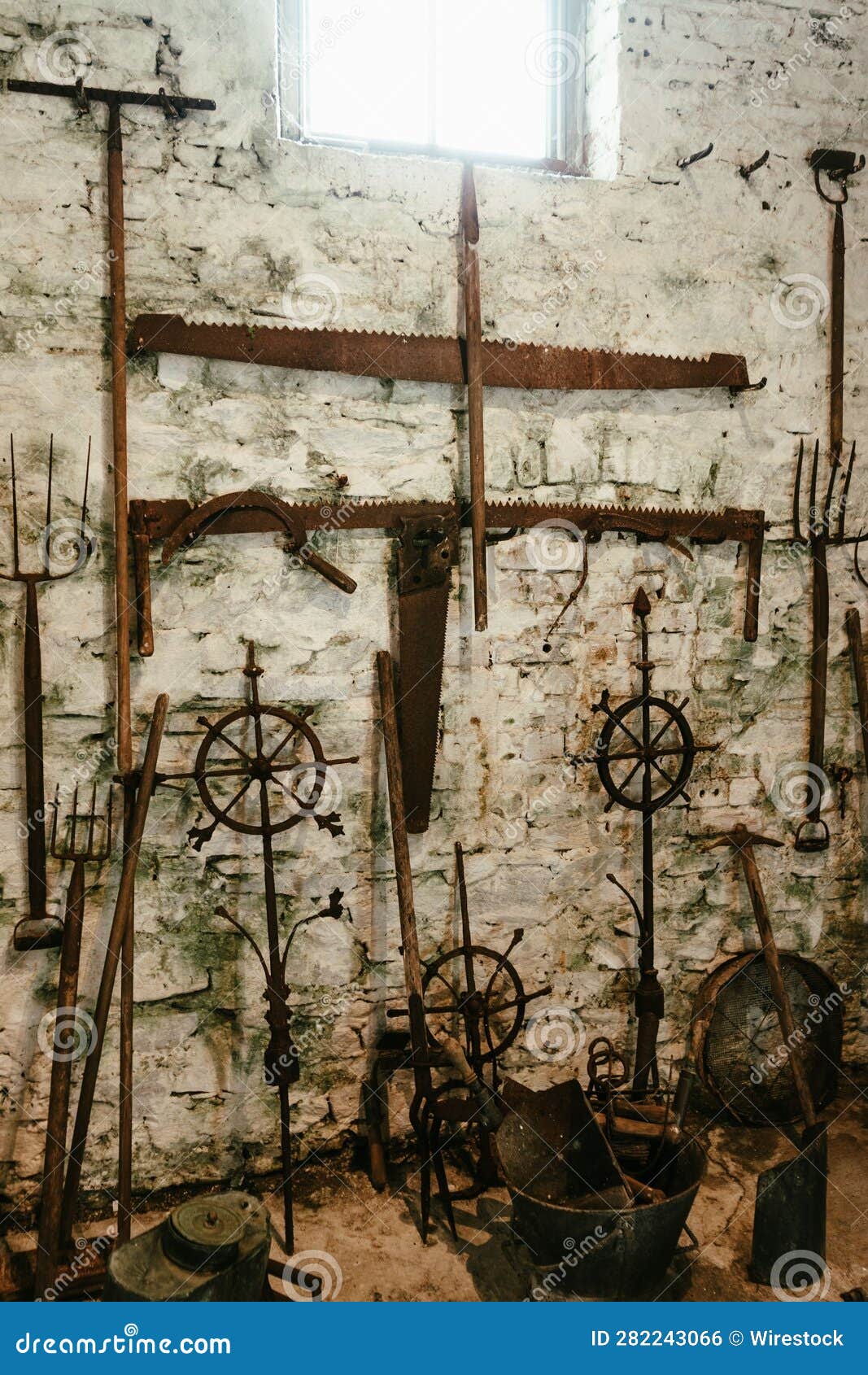 Collection of Old Garden Tools in a Shed. Stock Photo - Image of metal ...