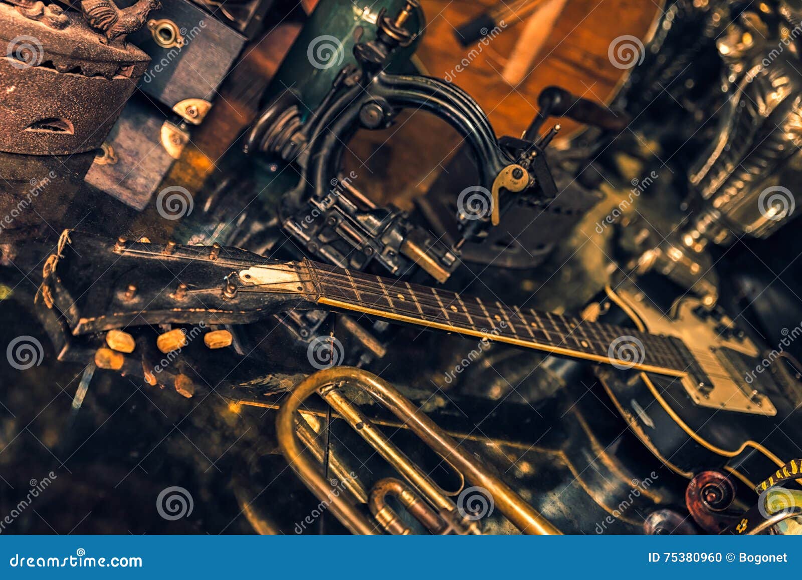 Collection of Old Instruments Stock Photo - Image of violin, decor ...