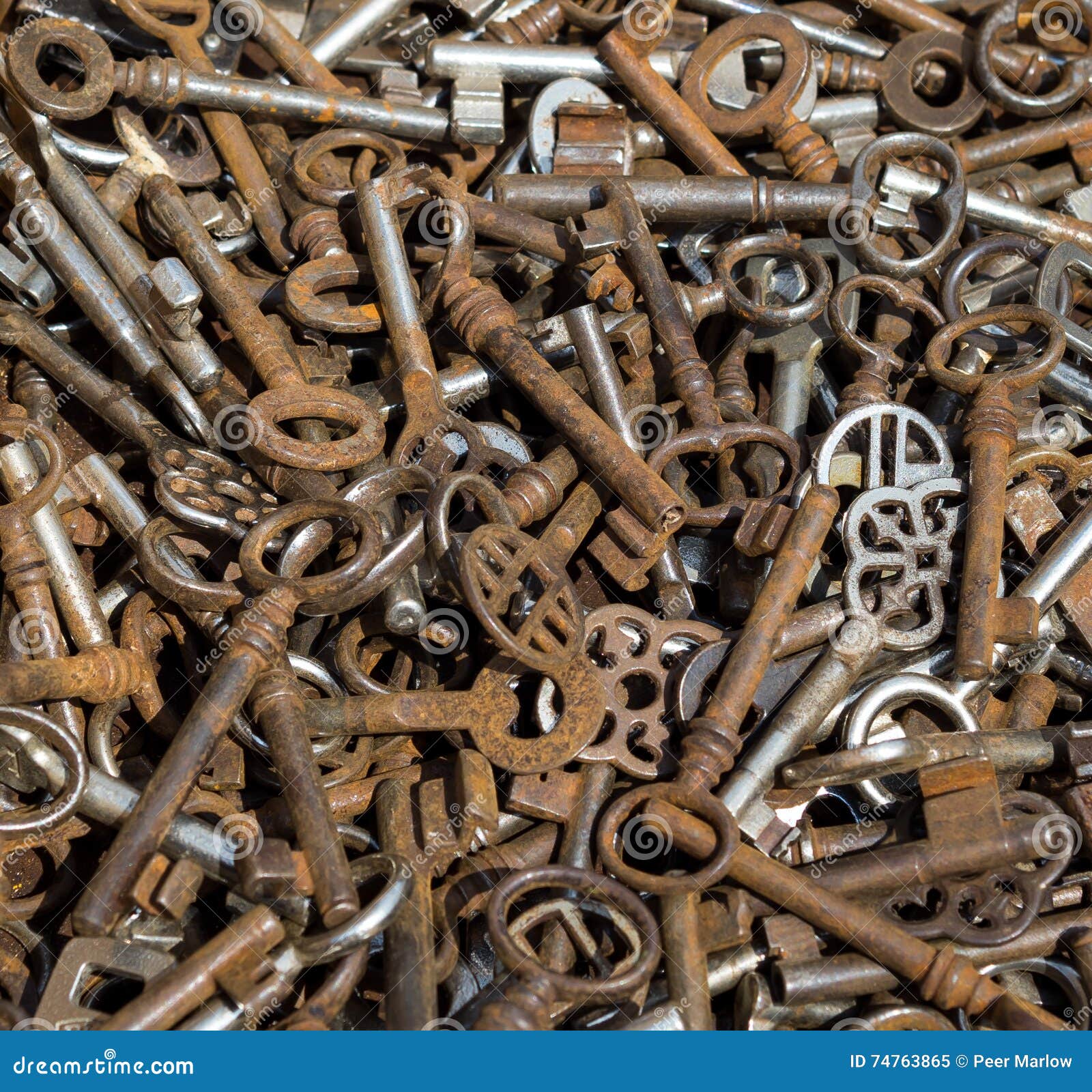 A Collection of Old and Rusty Key S Stock Image - Image of horizontal ...