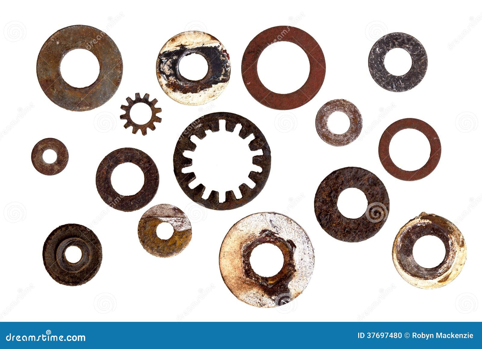 Collection of Old Rusty Washers Isolated Stock Photo - Image of rusted ...