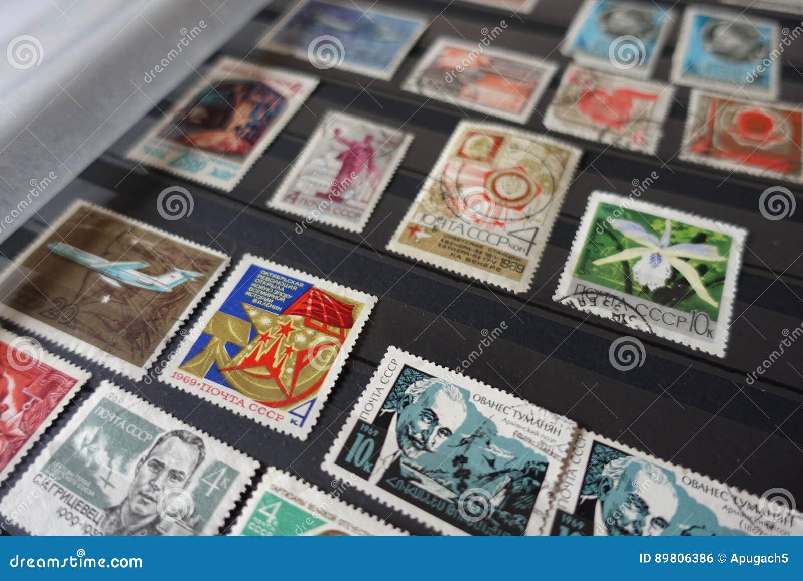 Collection of Old Soviet Stamps in Album Editorial Photo - Image of ...