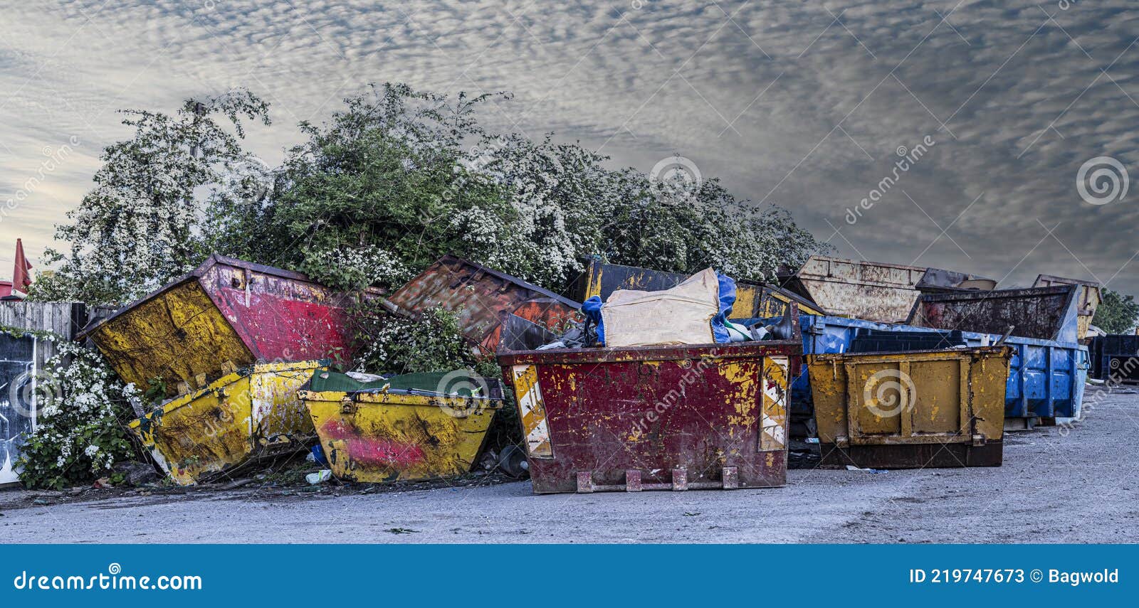 Collection of Old Used Waste Skips Stock Image - Image of business ...