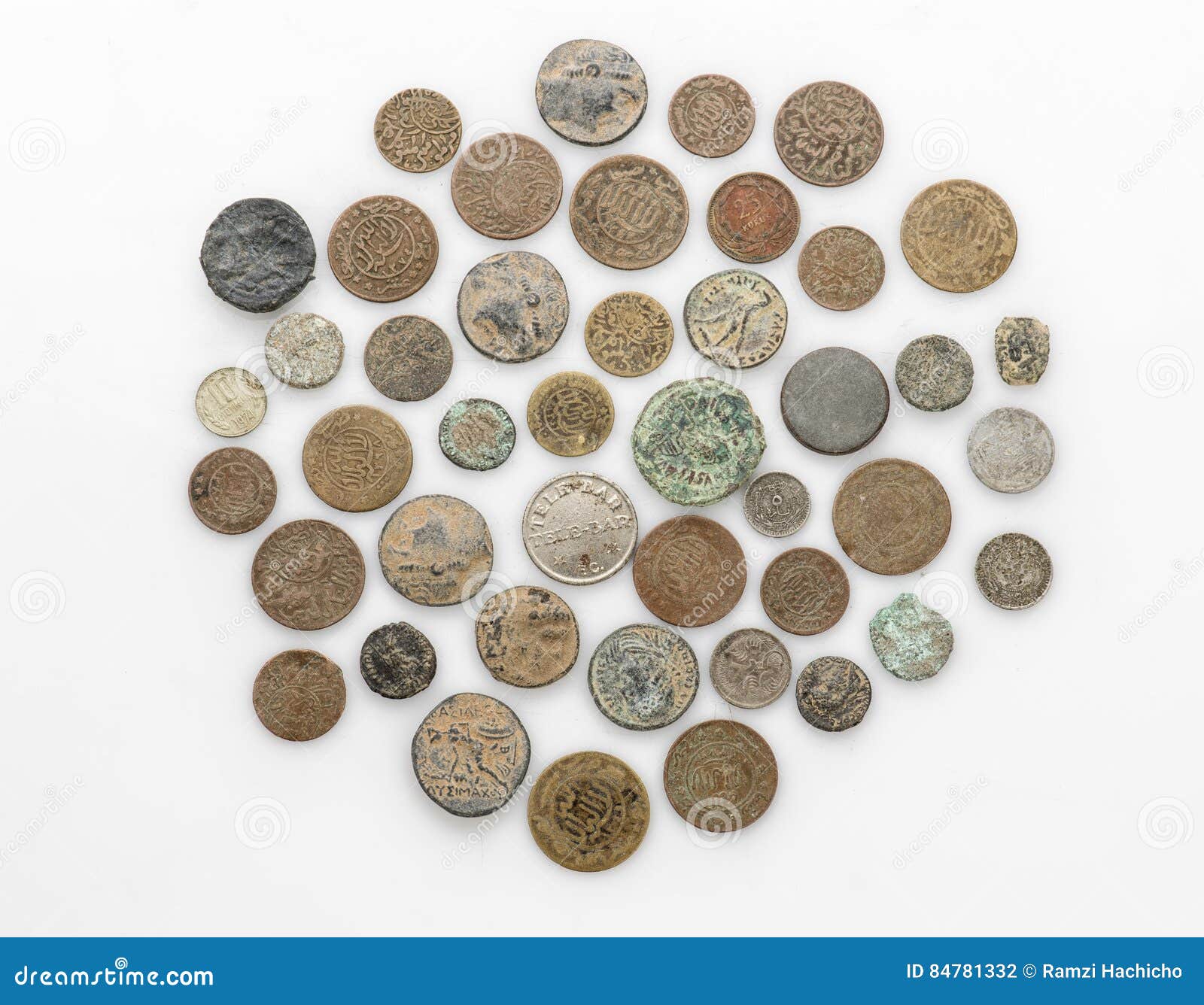 Collection Of Old Vintage Coins Isolated On White Stock Photo - Image ...