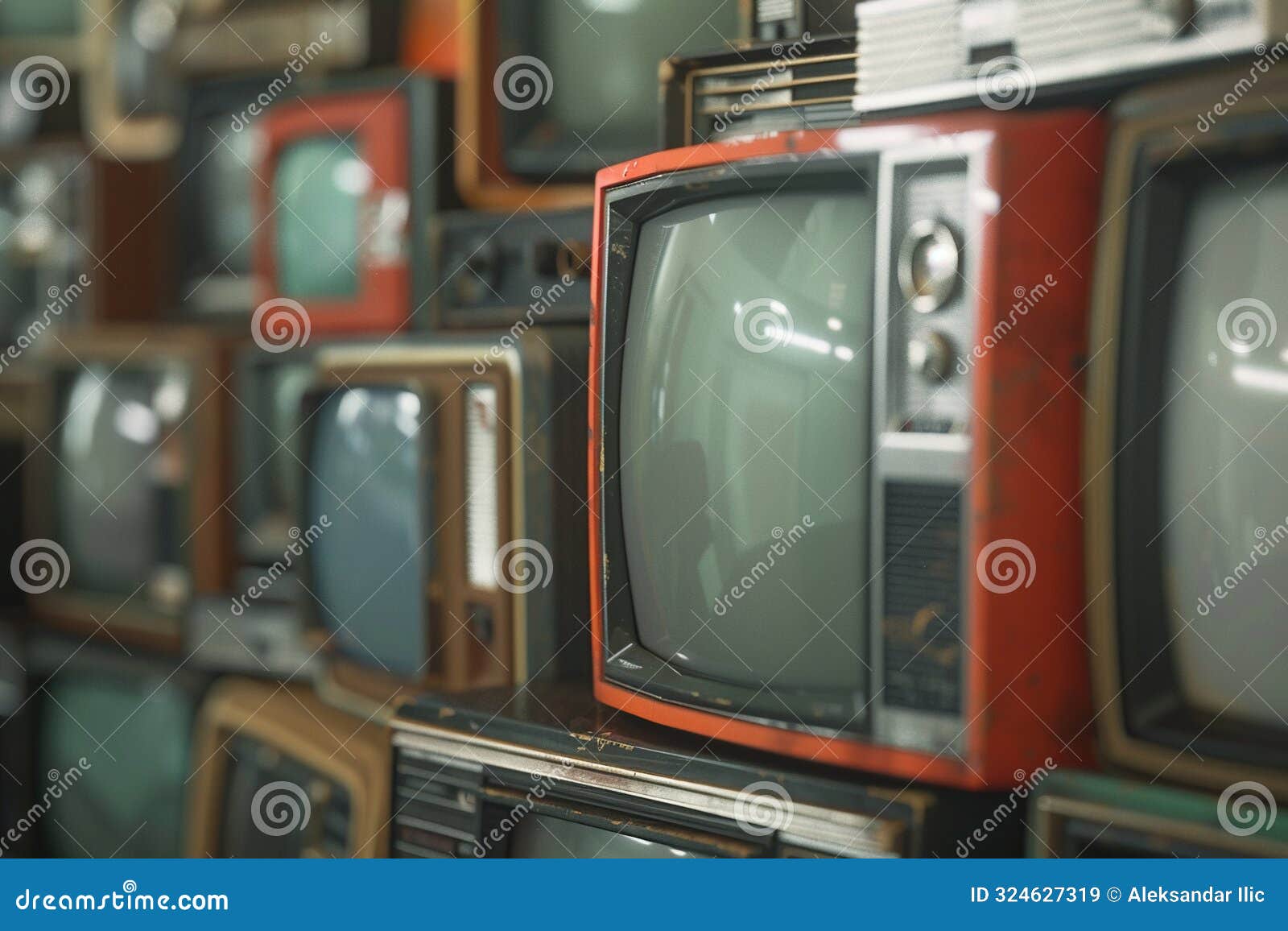 Collection of Old Vintage Retro Television Sets. Ai Generative Stock ...