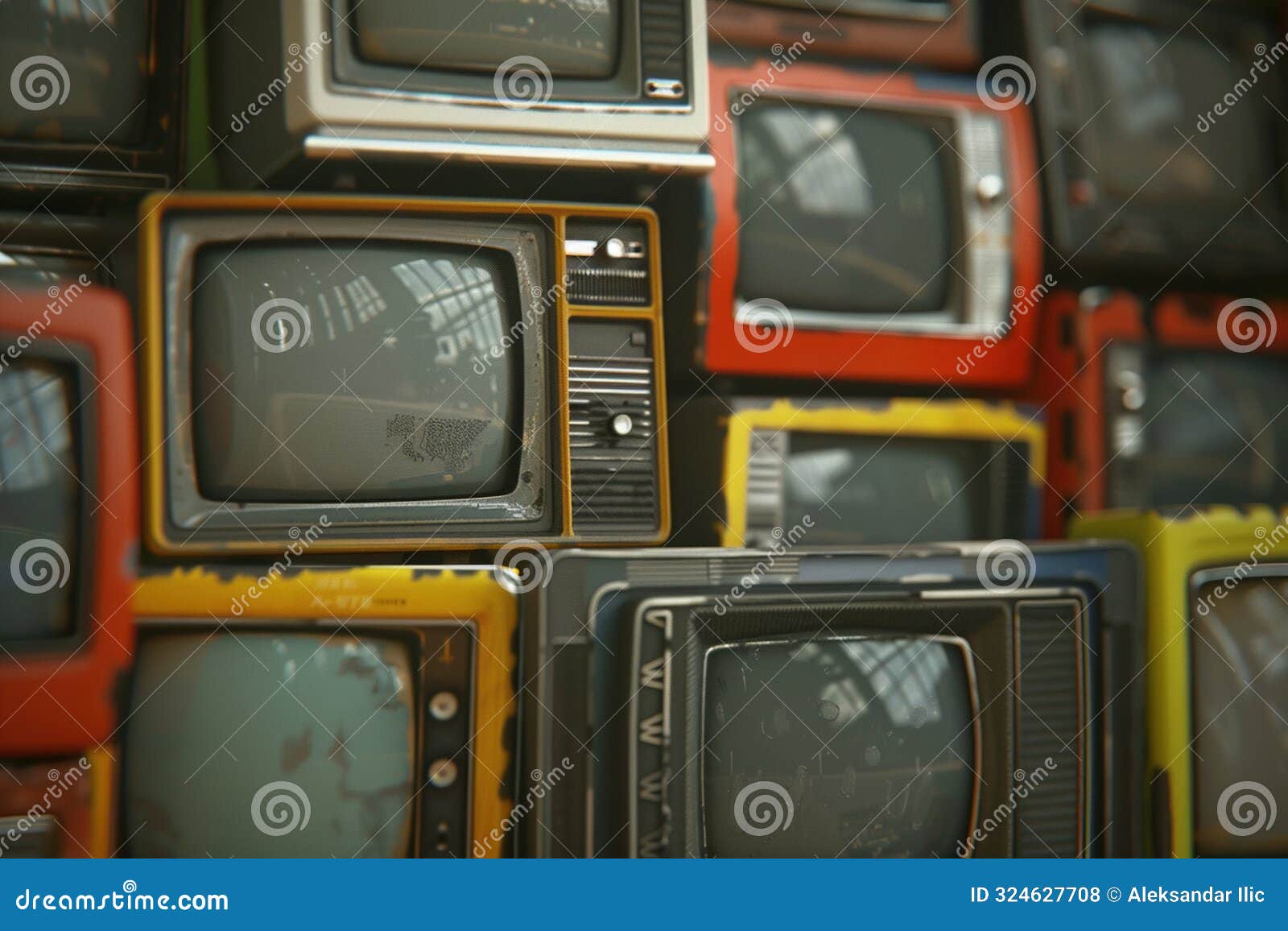 Collection of Old Vintage Retro Television Sets. Ai Generative Stock ...