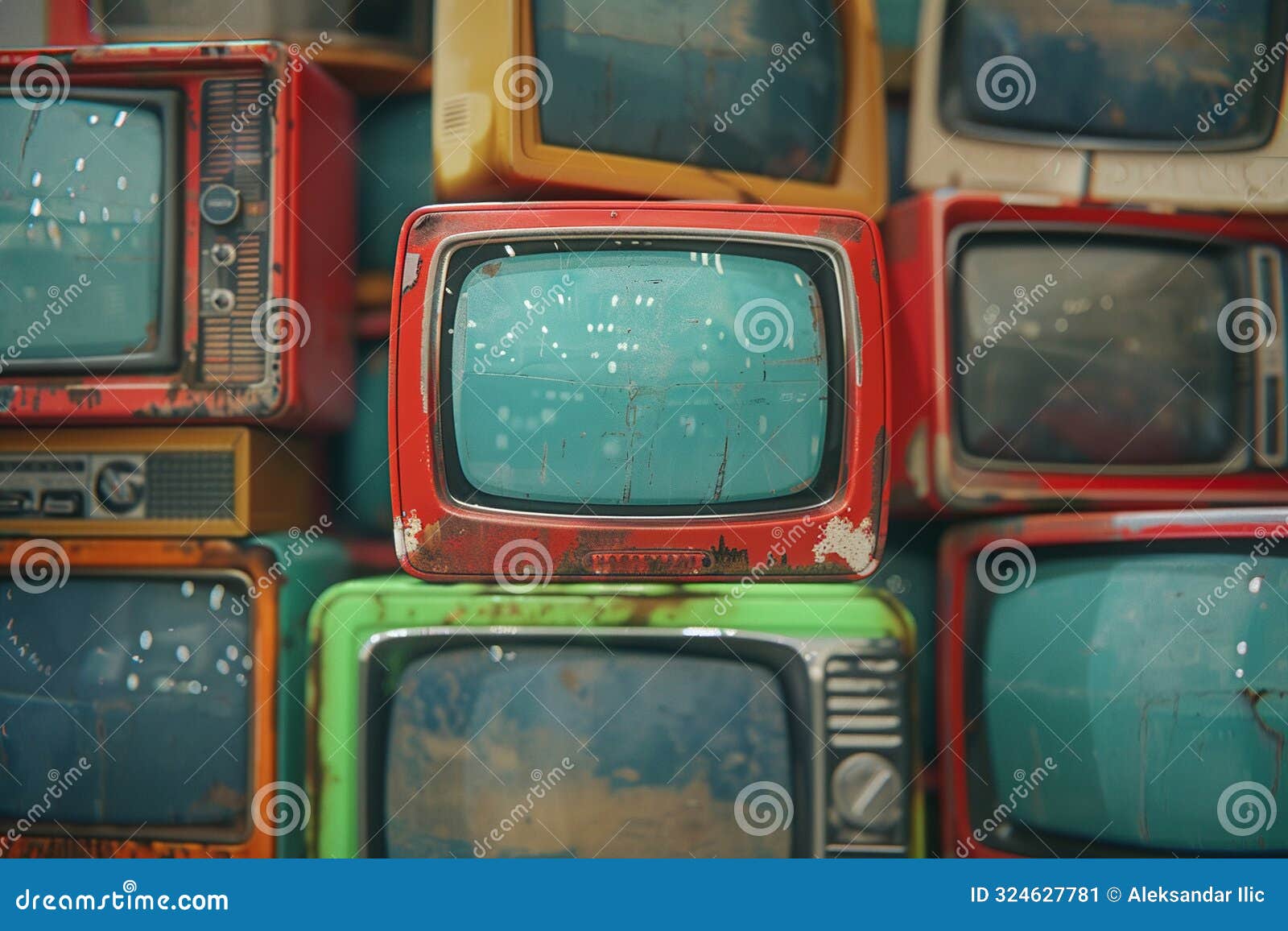Collection of Old Vintage Retro Television Sets. Ai Generative Stock ...