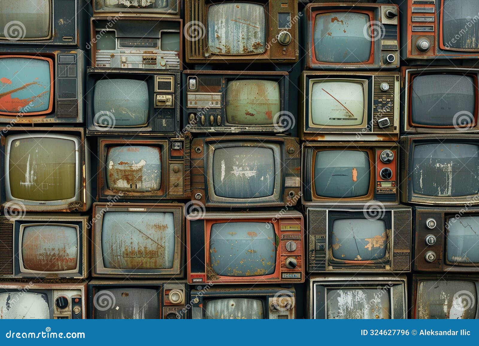 Collection of Old Vintage Retro Television Sets. Ai Generative Stock ...