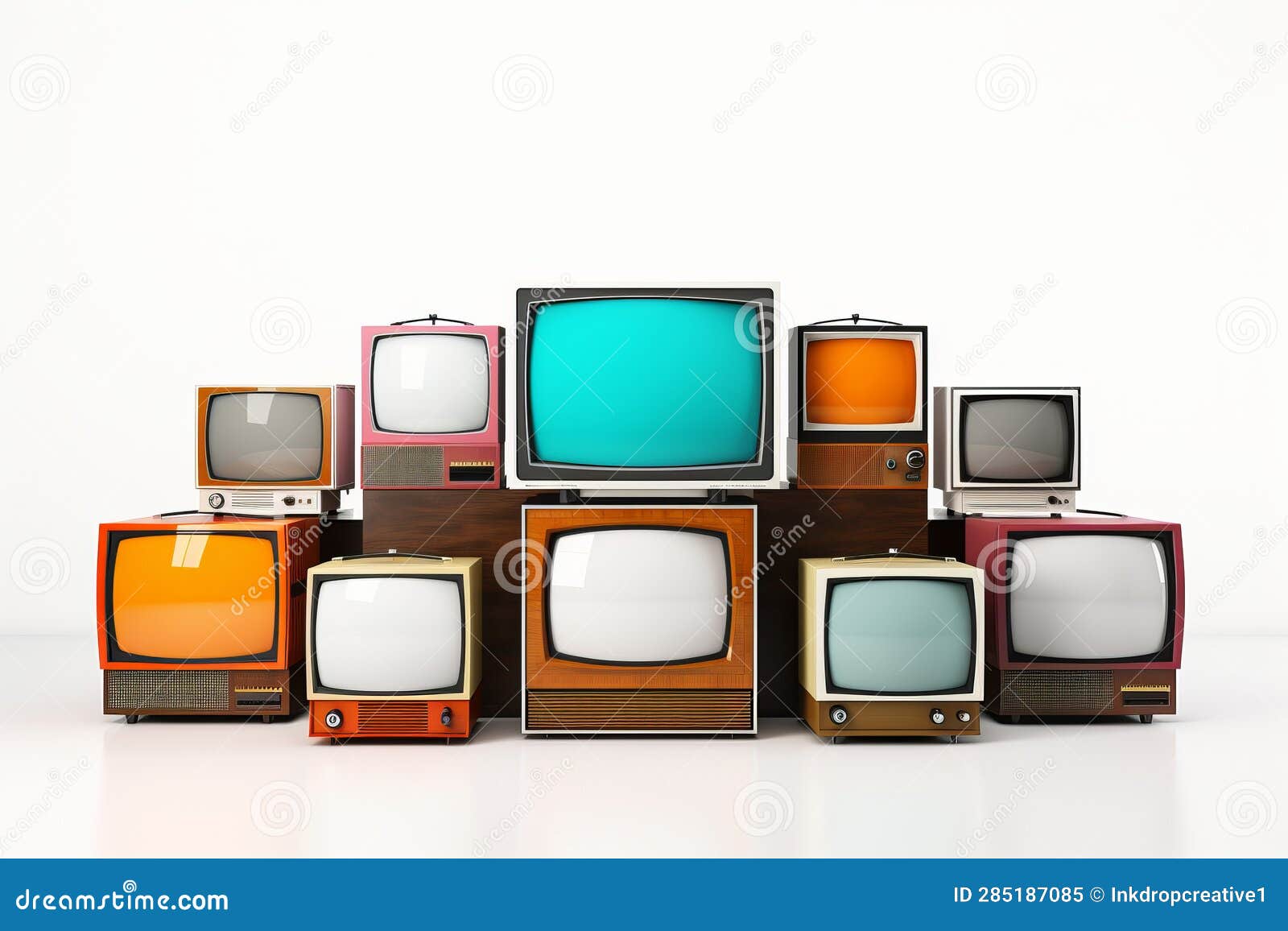 A Collection of Old Vintage Retro Tv Television Sets in a Stack Stock ...