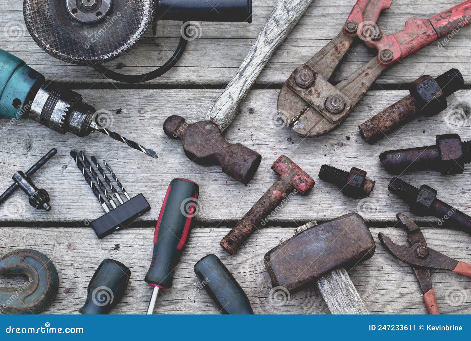 Old Work Tools stock image. Image of drill, bolt, work - 247233611