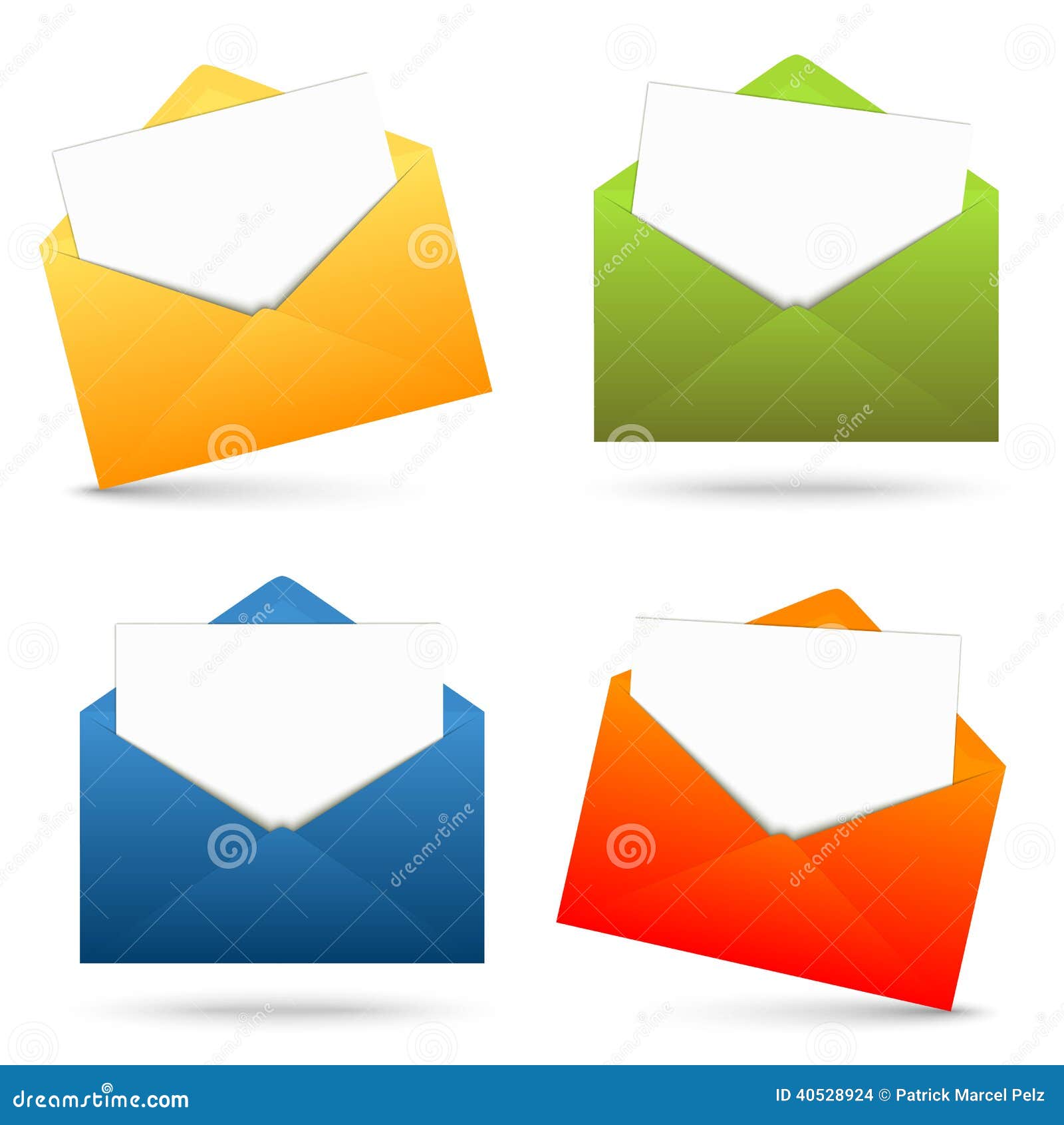 Collection of Open Envelopes and White Paper Stock Vector ...