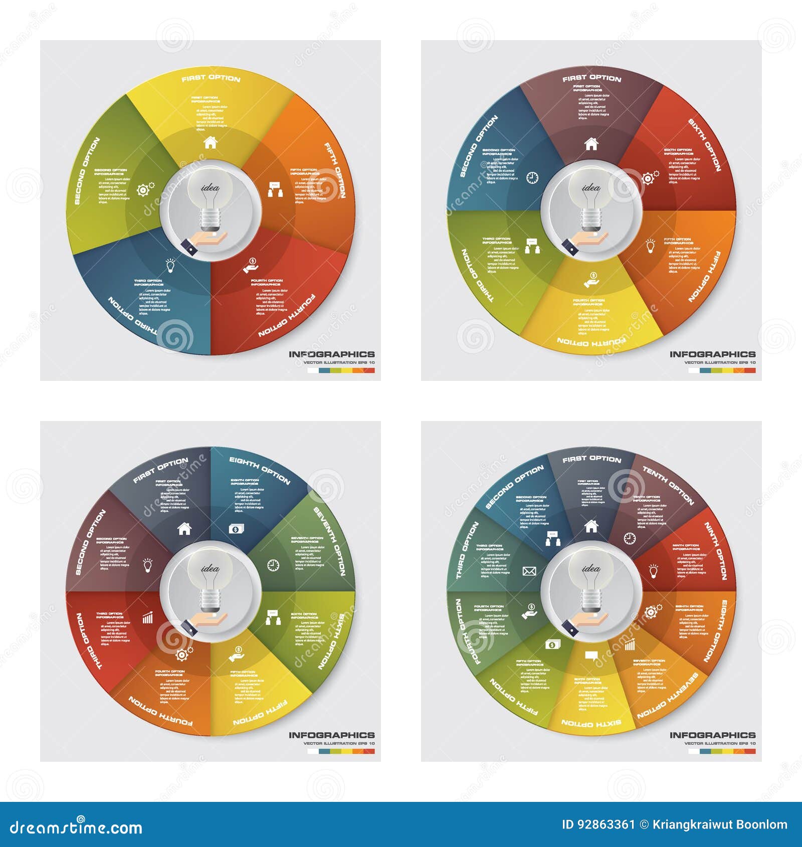 Collection of Option Pie Chart. EPS10. for Your Presentation Stock ...