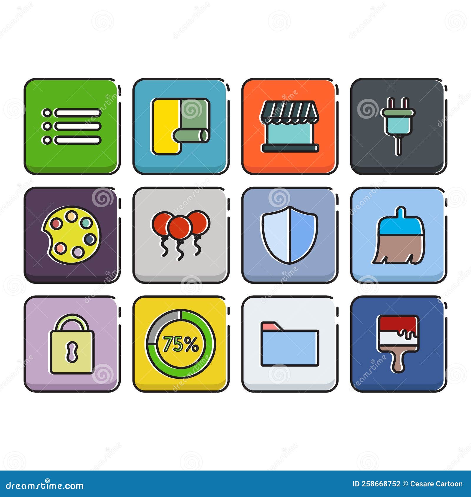 Optional apps icon set stock vector. Illustration of clean - 258668752