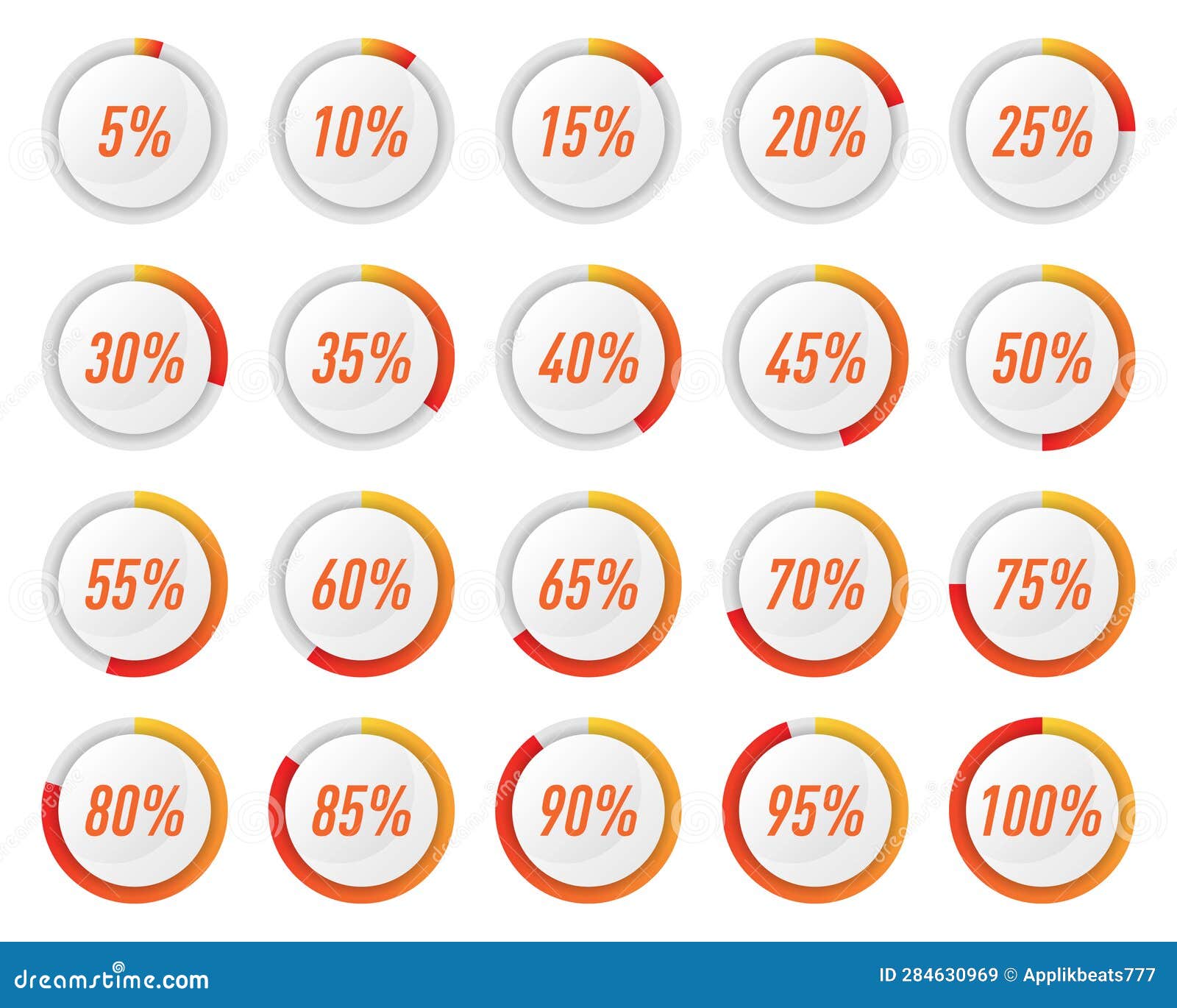 Collection of Orange Circle Percentage Diagrams for Infographics Stock ...