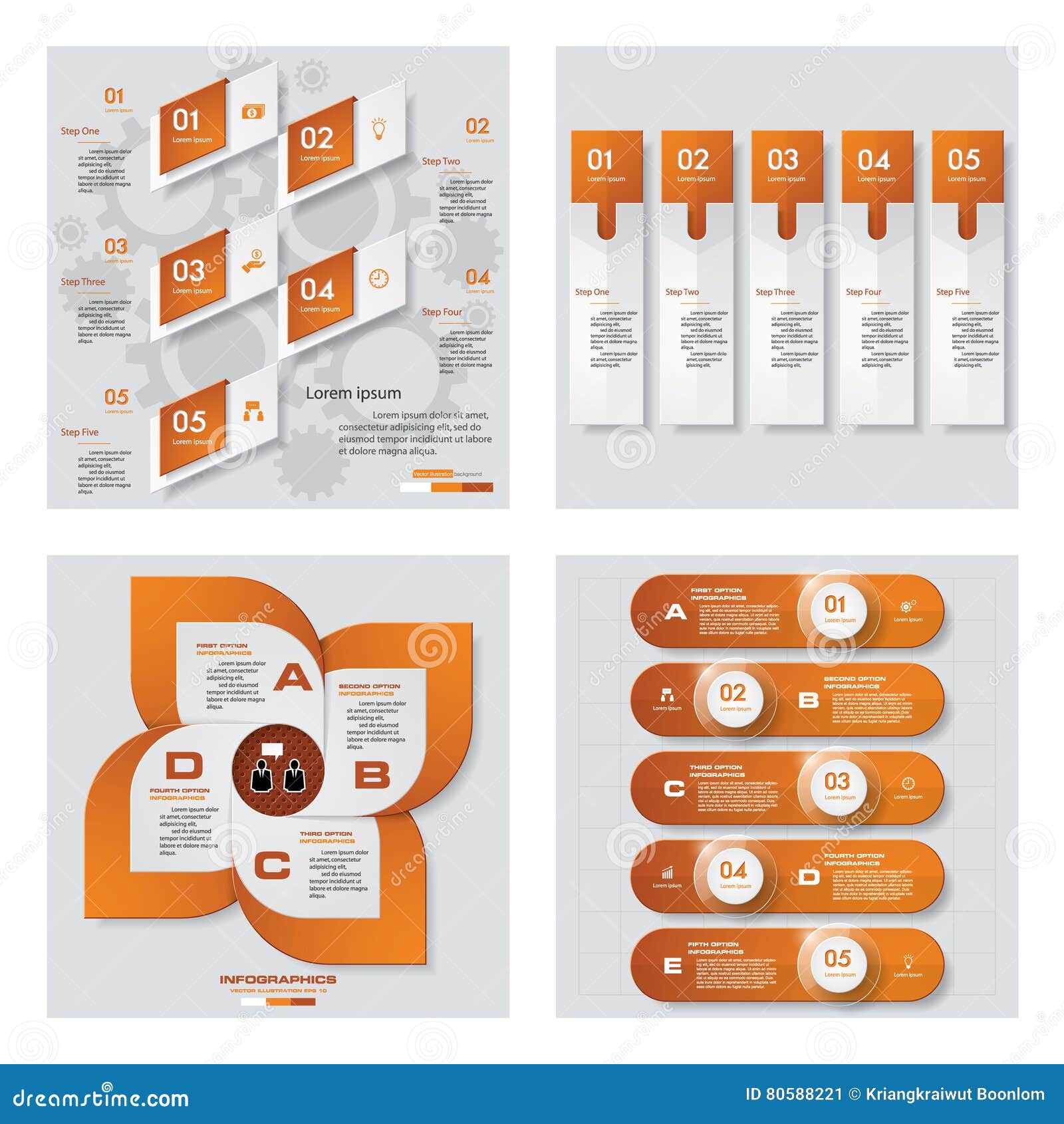 Collection of 4 Orange Color Template/graphic or Website Layout. Vector ...