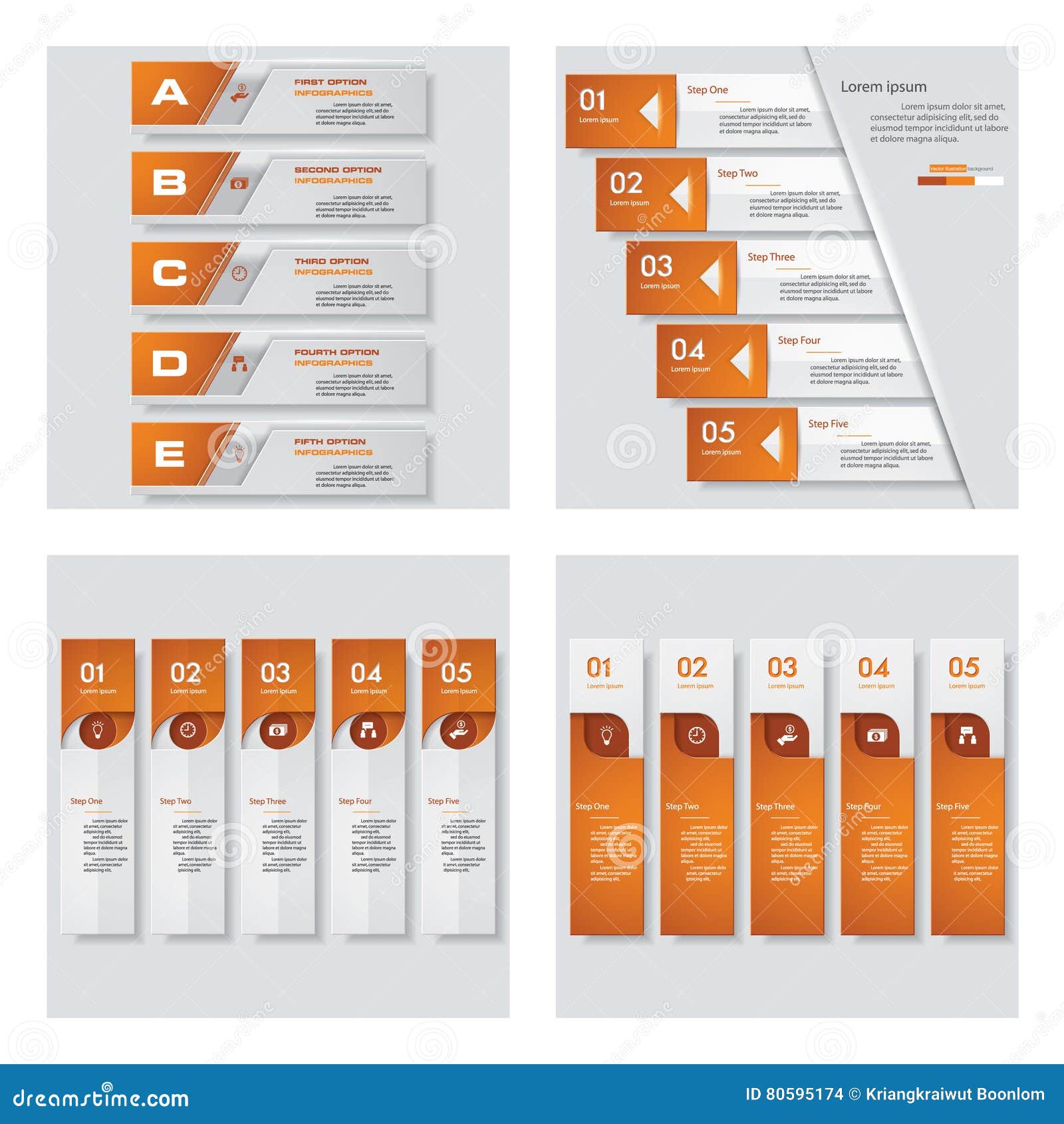 Collection of 4 Orange Color Template/graphic or Website Layout. Vector ...