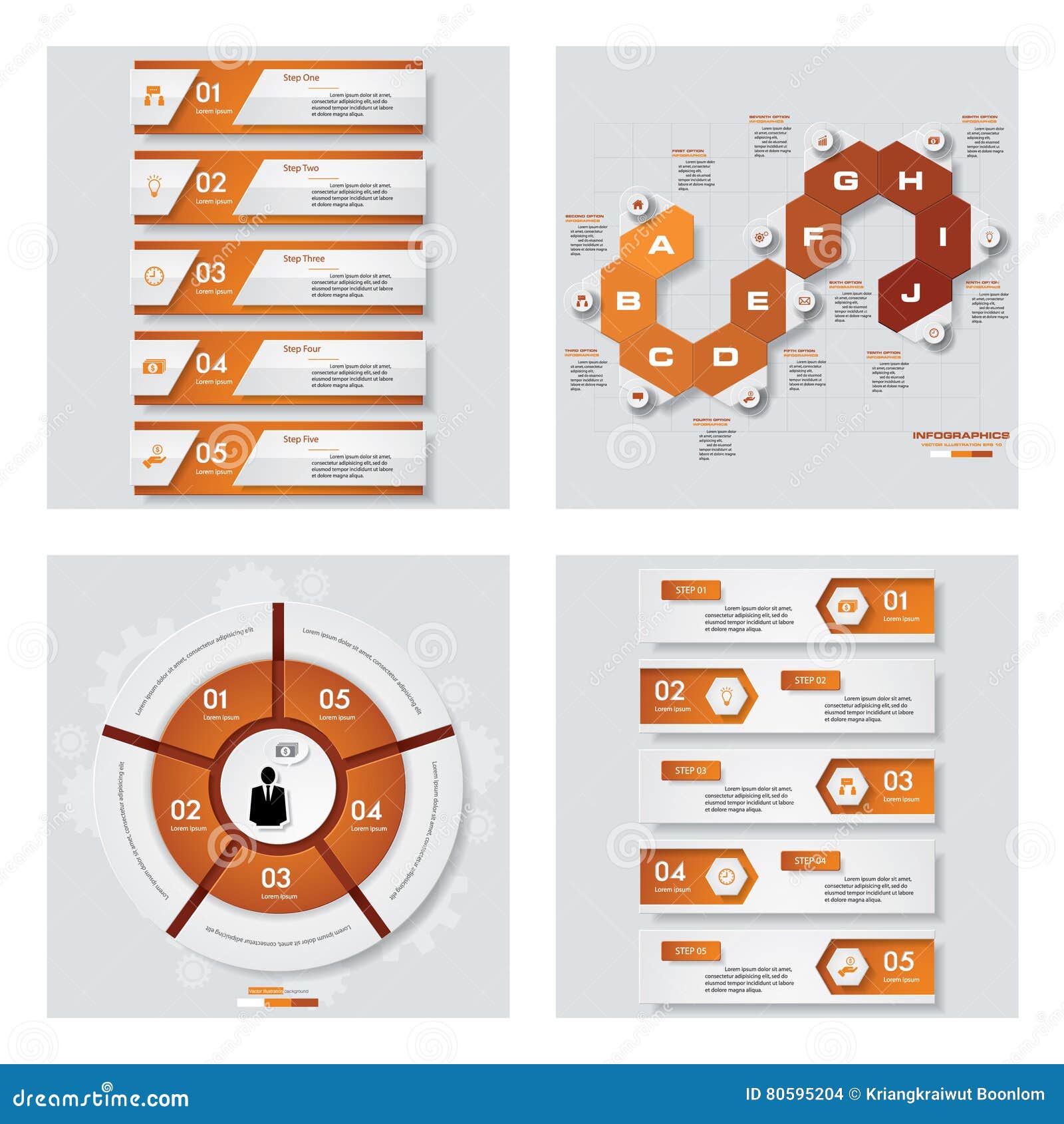 Collection of 4 Orange Color Template/graphic or Website Layout. Vector ...