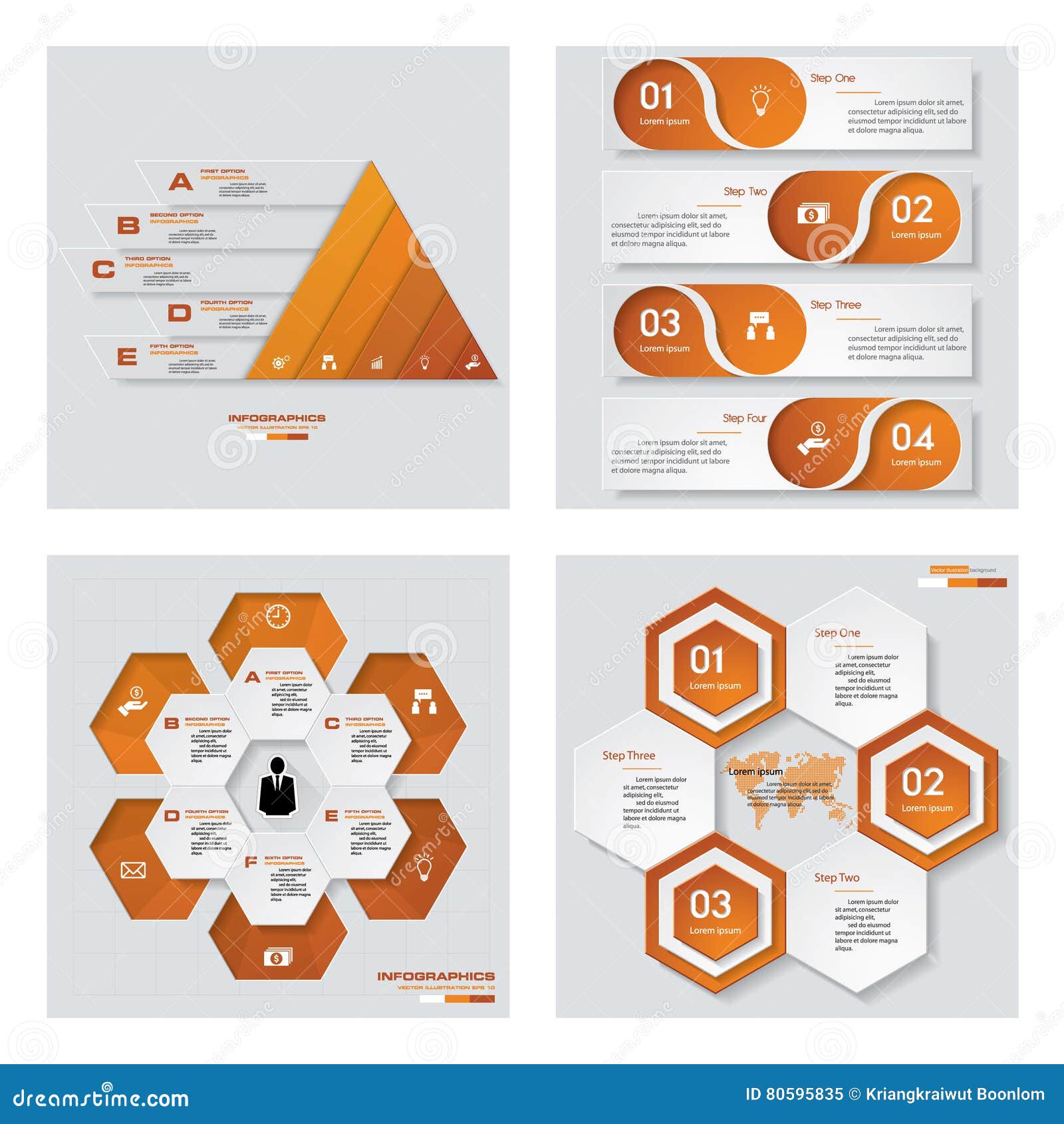 Collection of 4 Orange Color Template/graphic or Website Layout. Vector ...