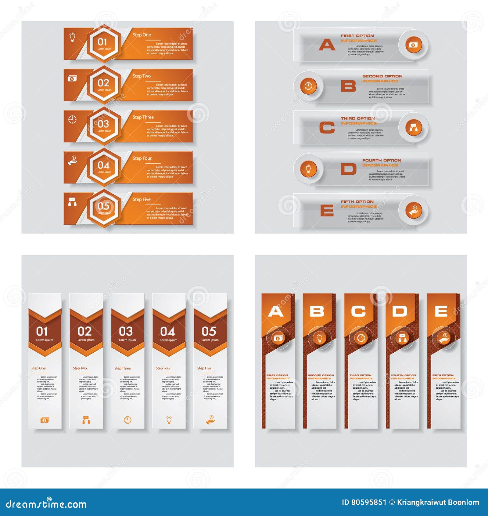 Collection of 4 Orange Color Template/graphic or Website Layout. Vector ...