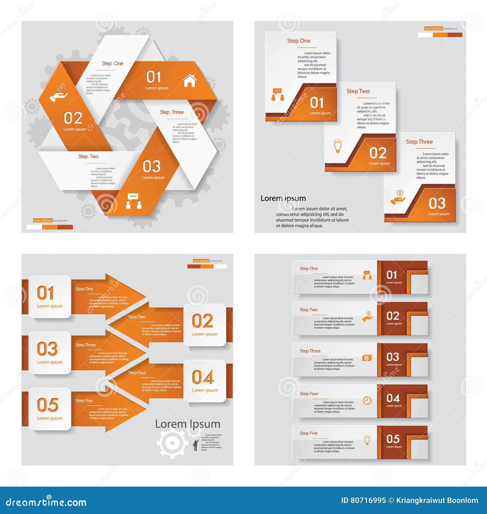 Collection of 4 Orange Color Template/graphic or Website Layout. Vector ...