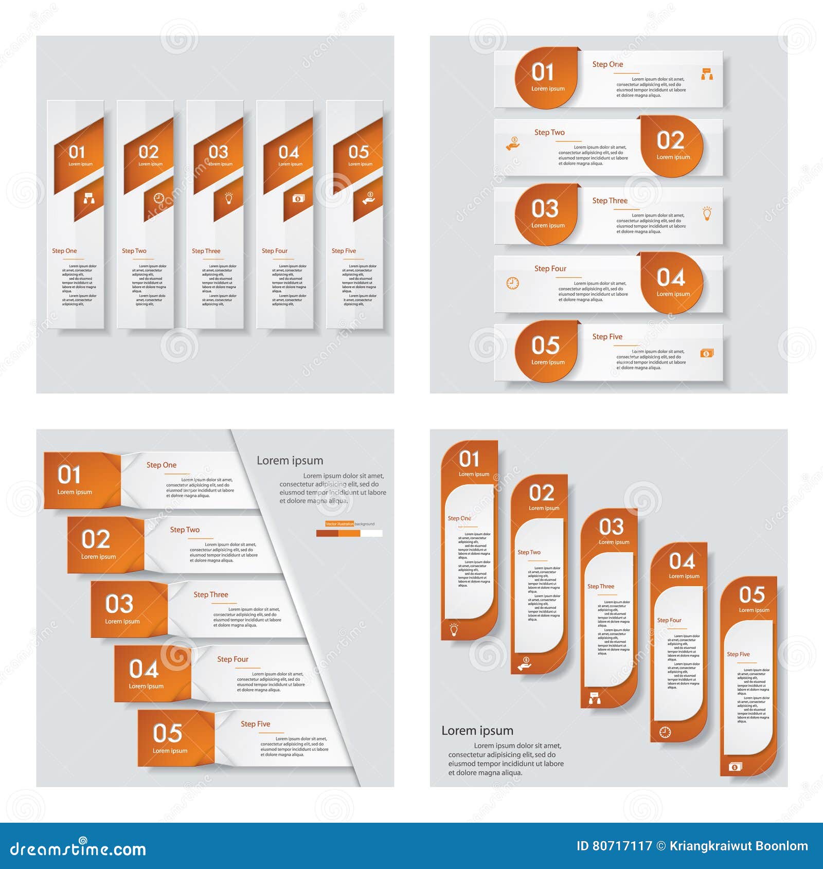 Collection of 4 Orange Color Template/graphic or Website Layout. Vector ...