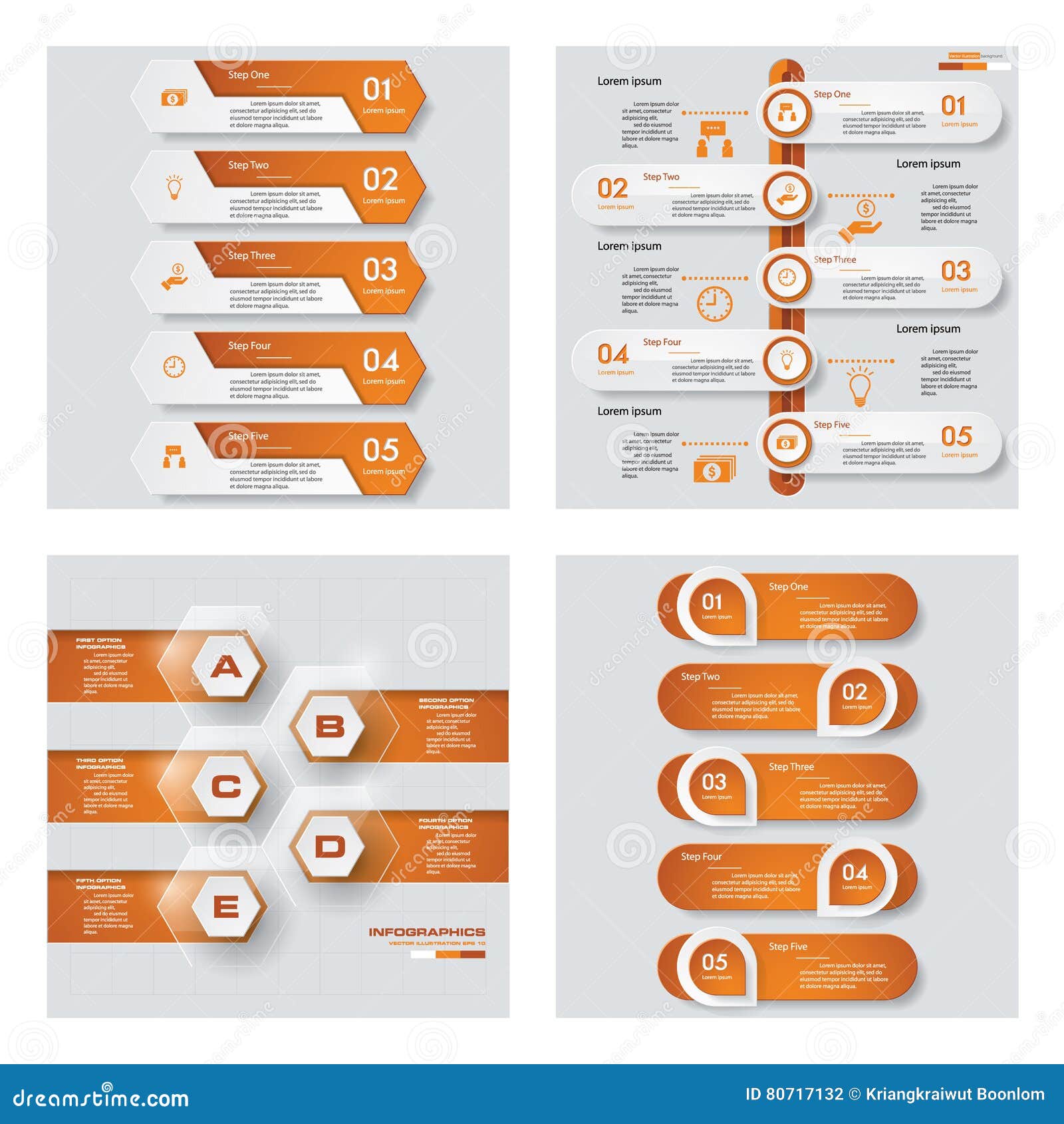 Collection of 4 Orange Color Template/graphic or Website Layout. Vector ...