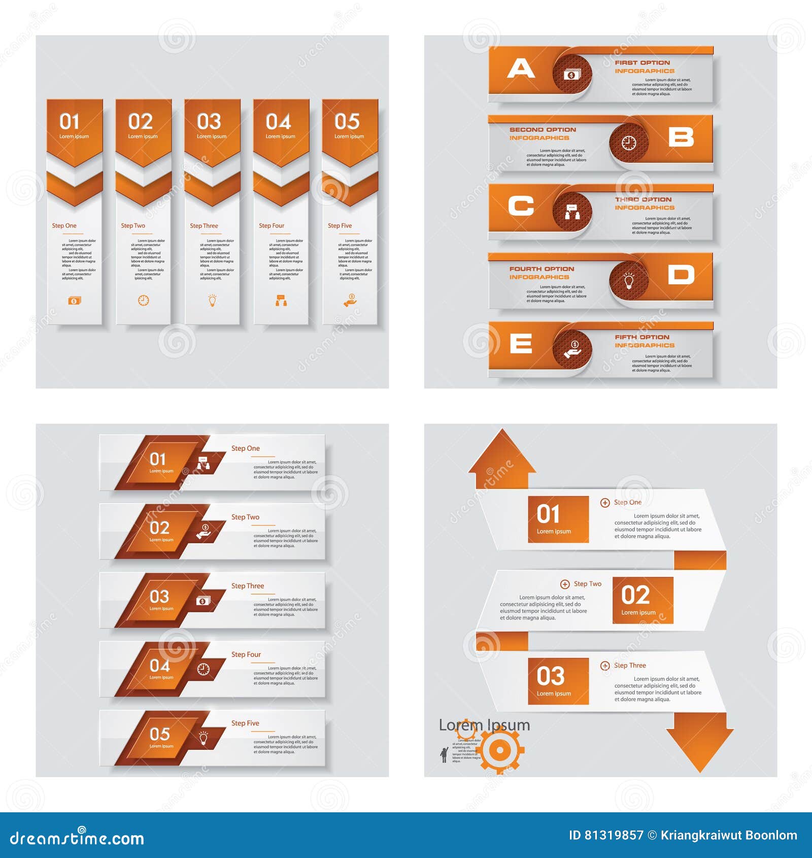Collection of 4 Orange Color Template/graphic or Website Layout. Vector ...