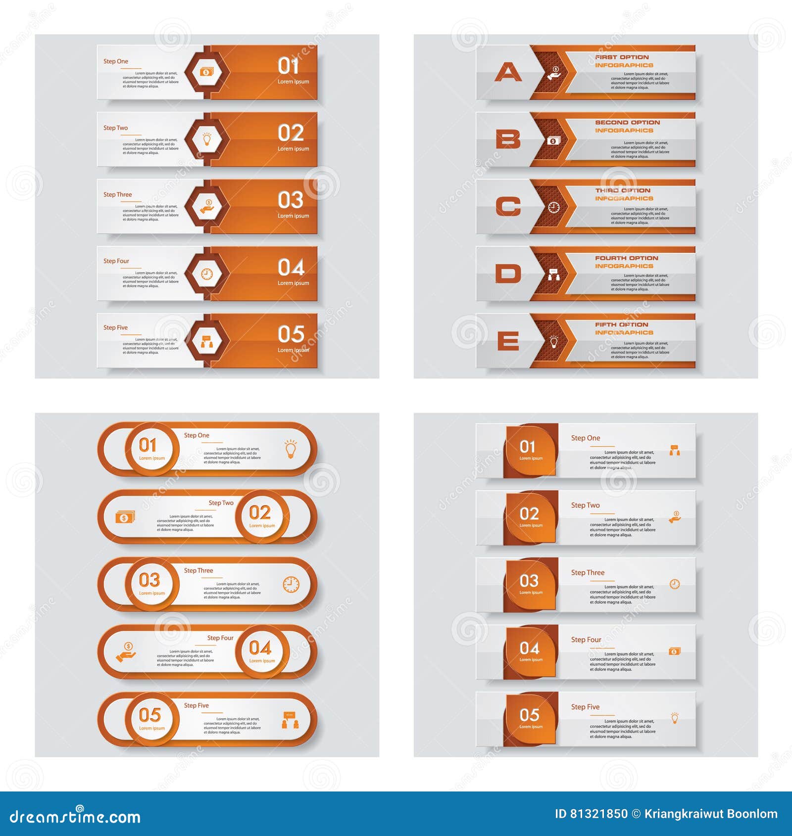 Collection of 4 Orange Color Template/graphic or Website Layout. Vector ...