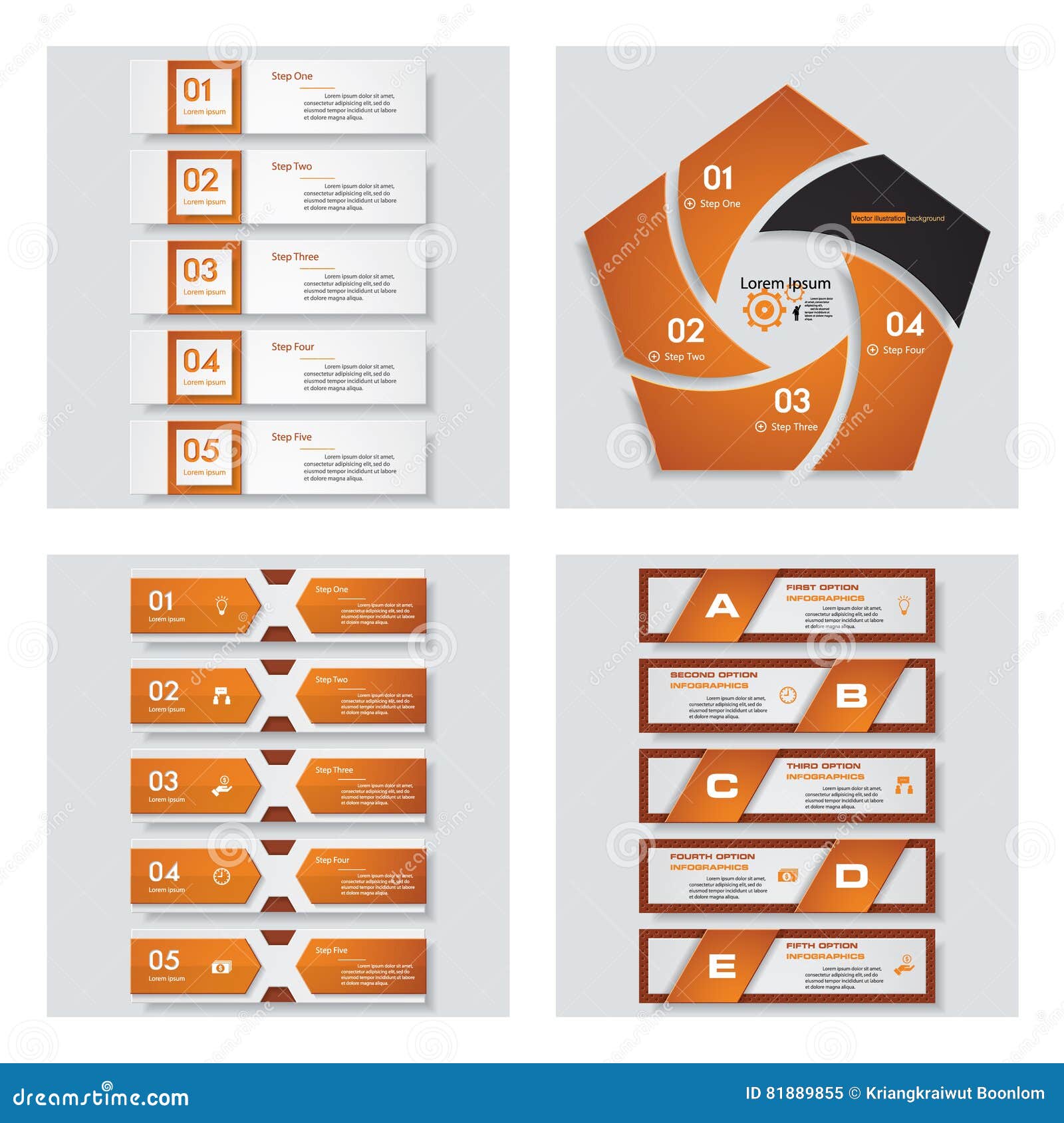 Collection of 4 Orange Color Template/graphic or Website Layout. Vector ...