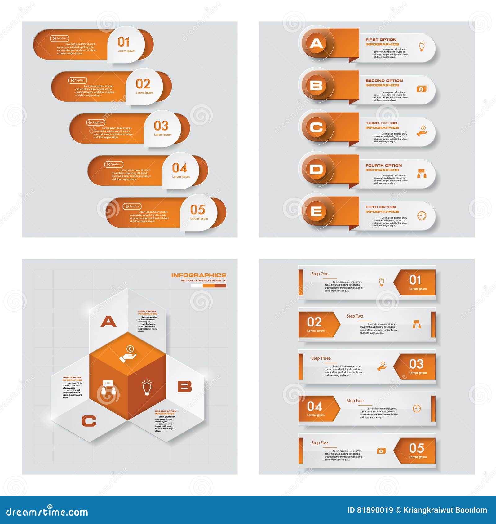 Collection of 4 Orange Color Template/graphic or Website Layout. Vector ...