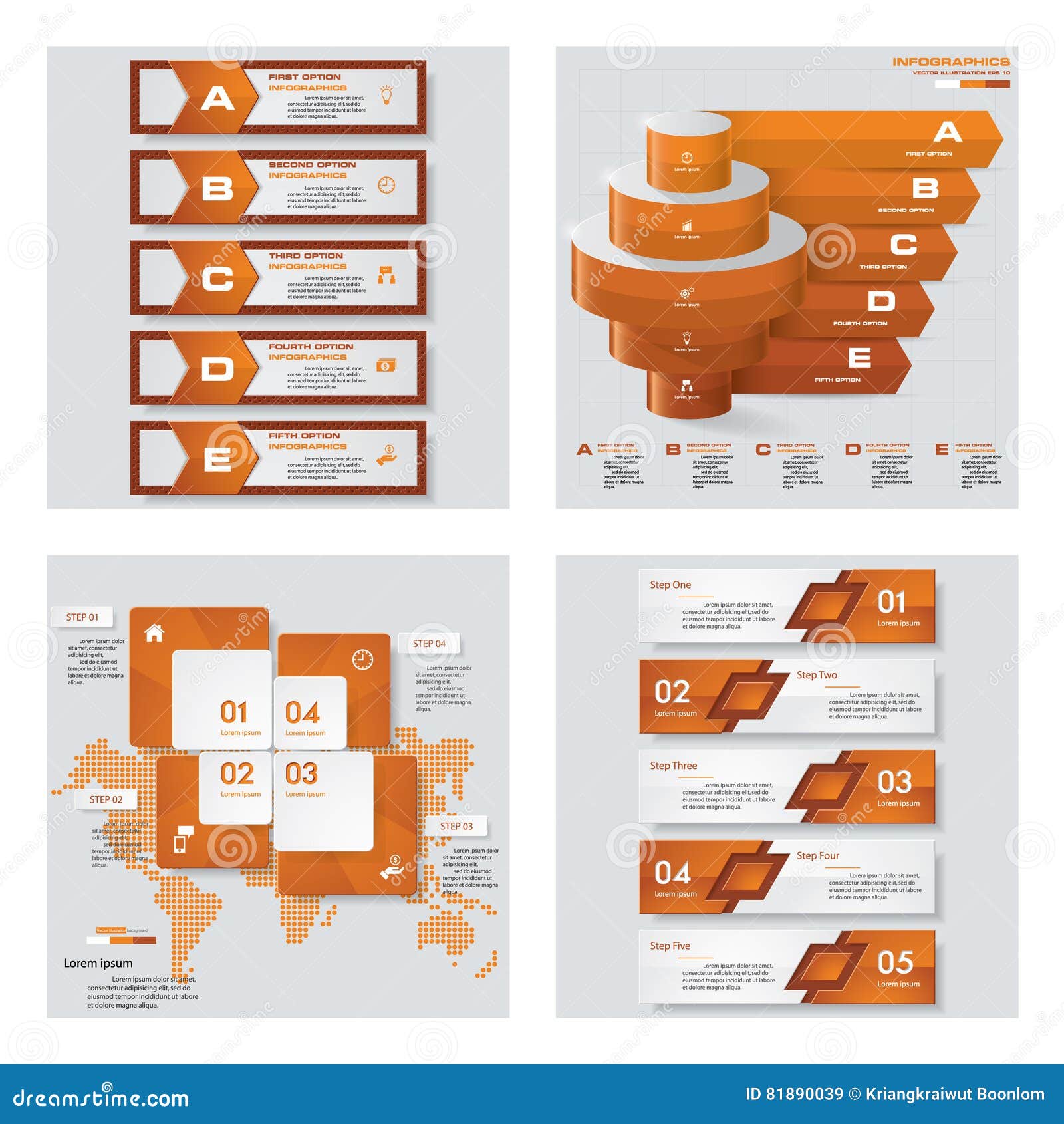 Collection of 4 Orange Color Template/graphic or Website Layout. Vector ...
