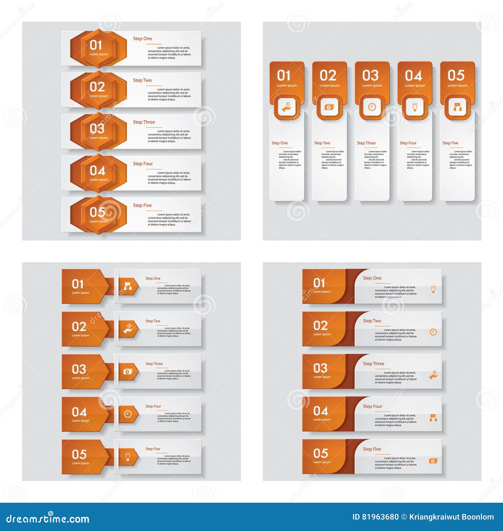 Collection of 4 Orange Color Template/graphic or Website Layout. Vector ...