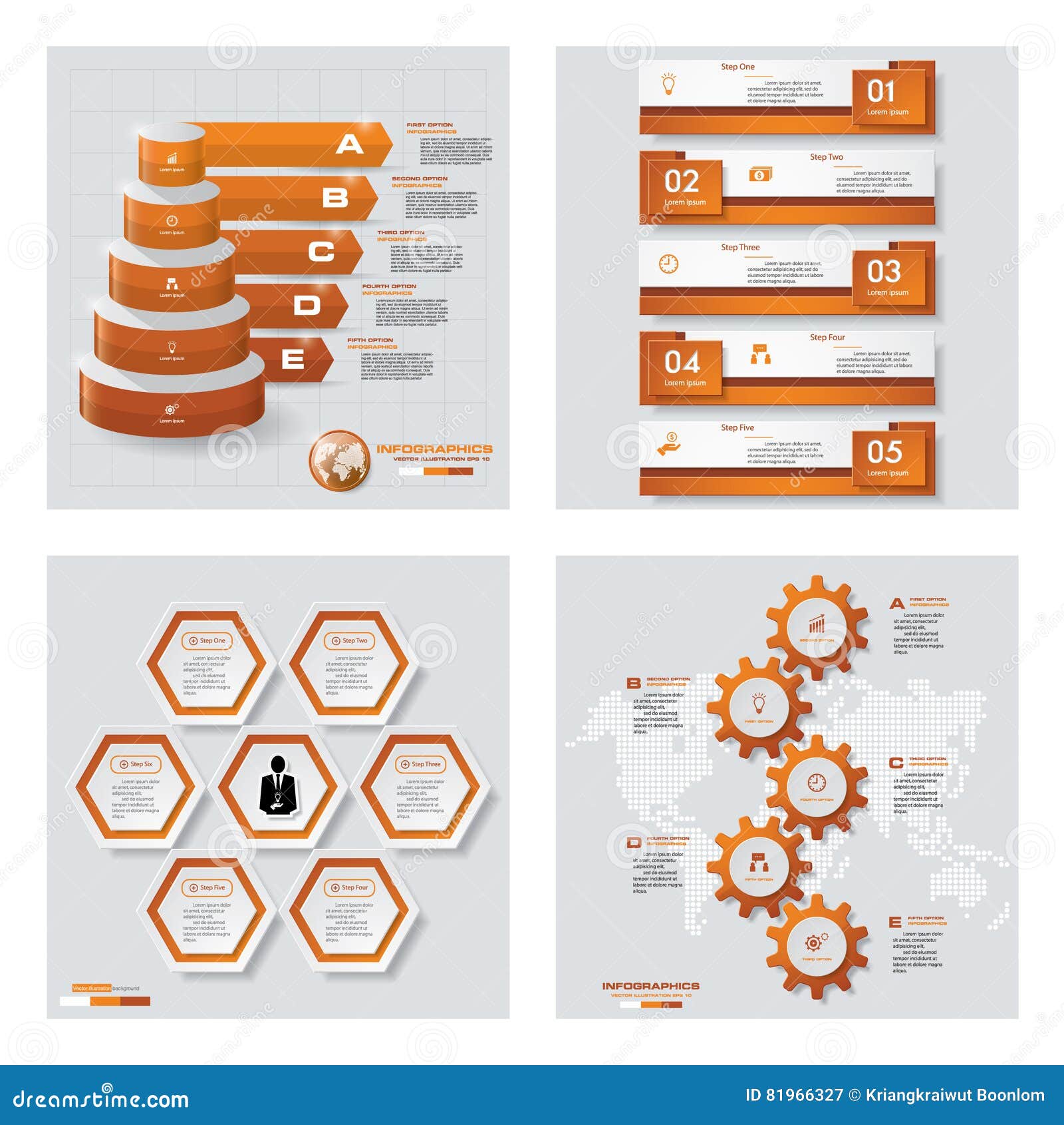 Collection of 4 Orange Color Template/graphic or Website Layout. Vector ...