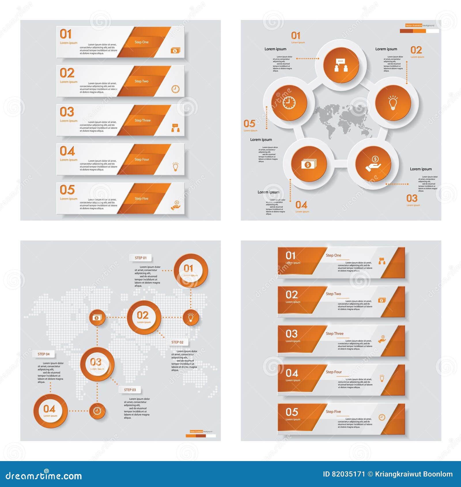 Collection of 4 Orange Color Template/graphic or Website Layout. Vector ...