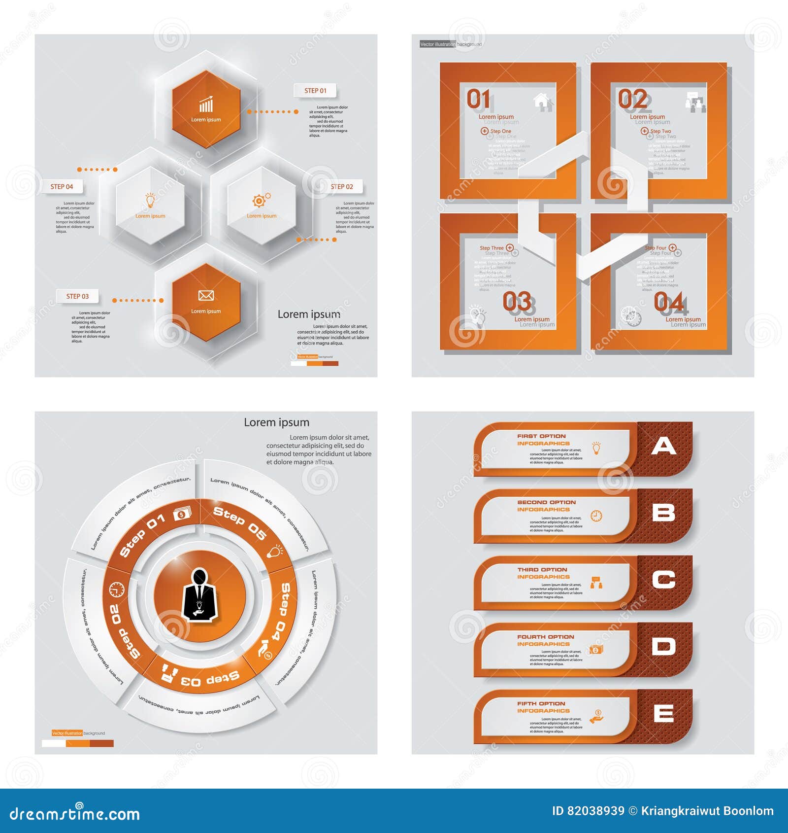 Collection of 4 Orange Color Template/graphic or Website Layout. Vector ...