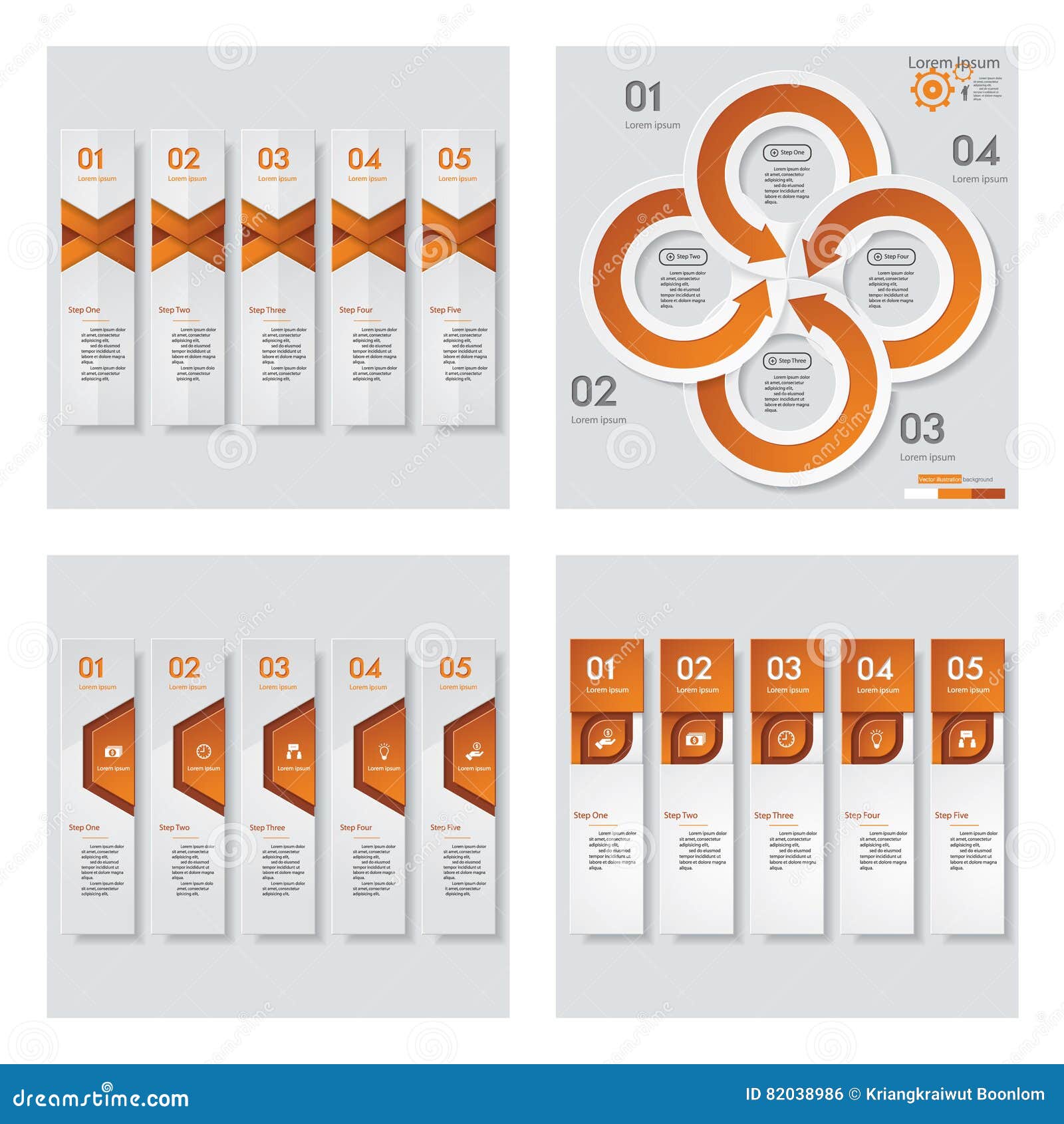 Collection of 4 Orange Color Template/graphic or Website Layout. Vector ...