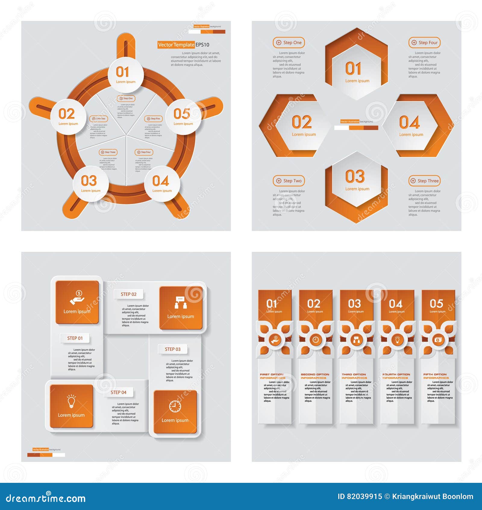 Collection of 4 Orange Color Template/graphic or Website Layout. Vector ...