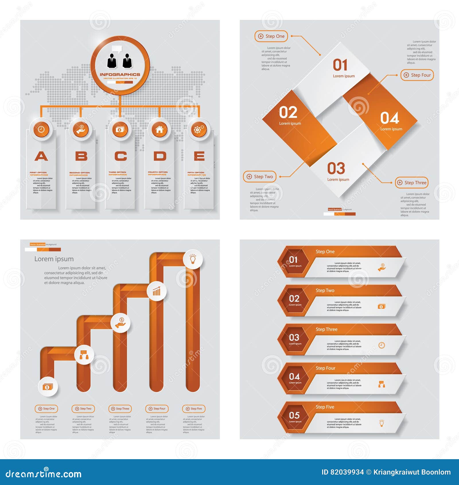 Collection of 4 Orange Color Template/graphic or Website Layout. Vector ...