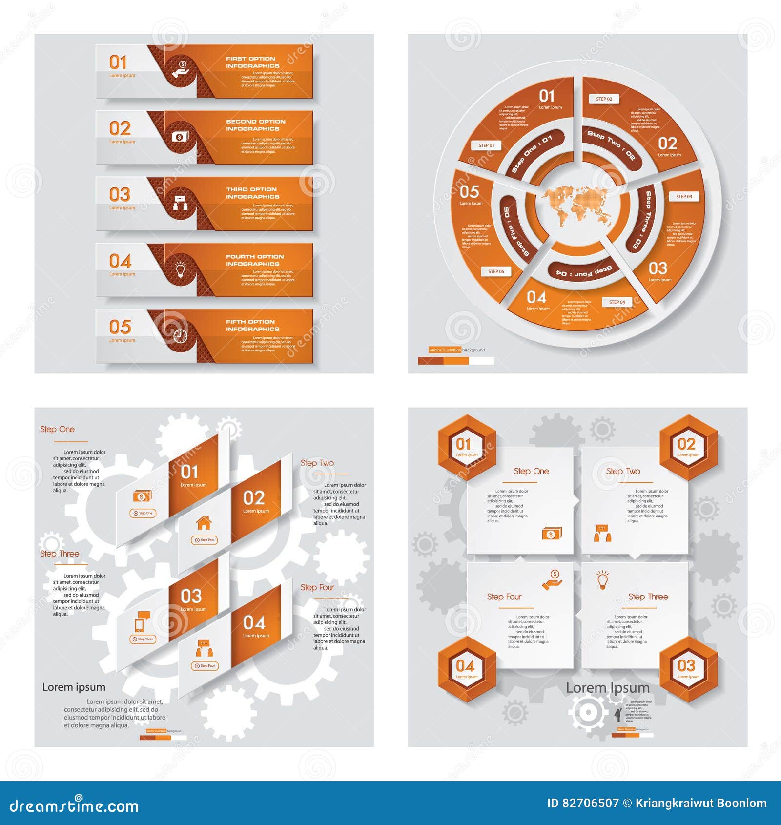 Collection of 4 Orange Color Template/graphic or Website Layout. Vector ...
