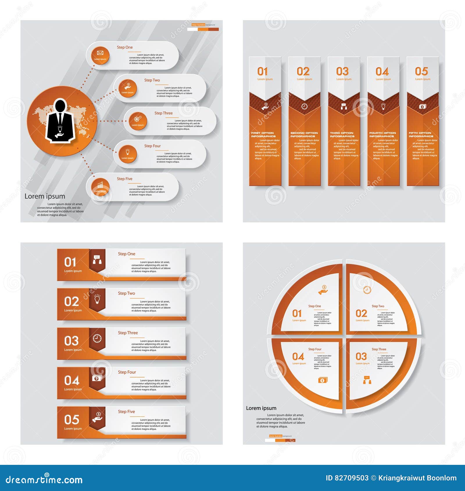Collection of 4 Orange Color Template/graphic or Website Layout. Vector ...