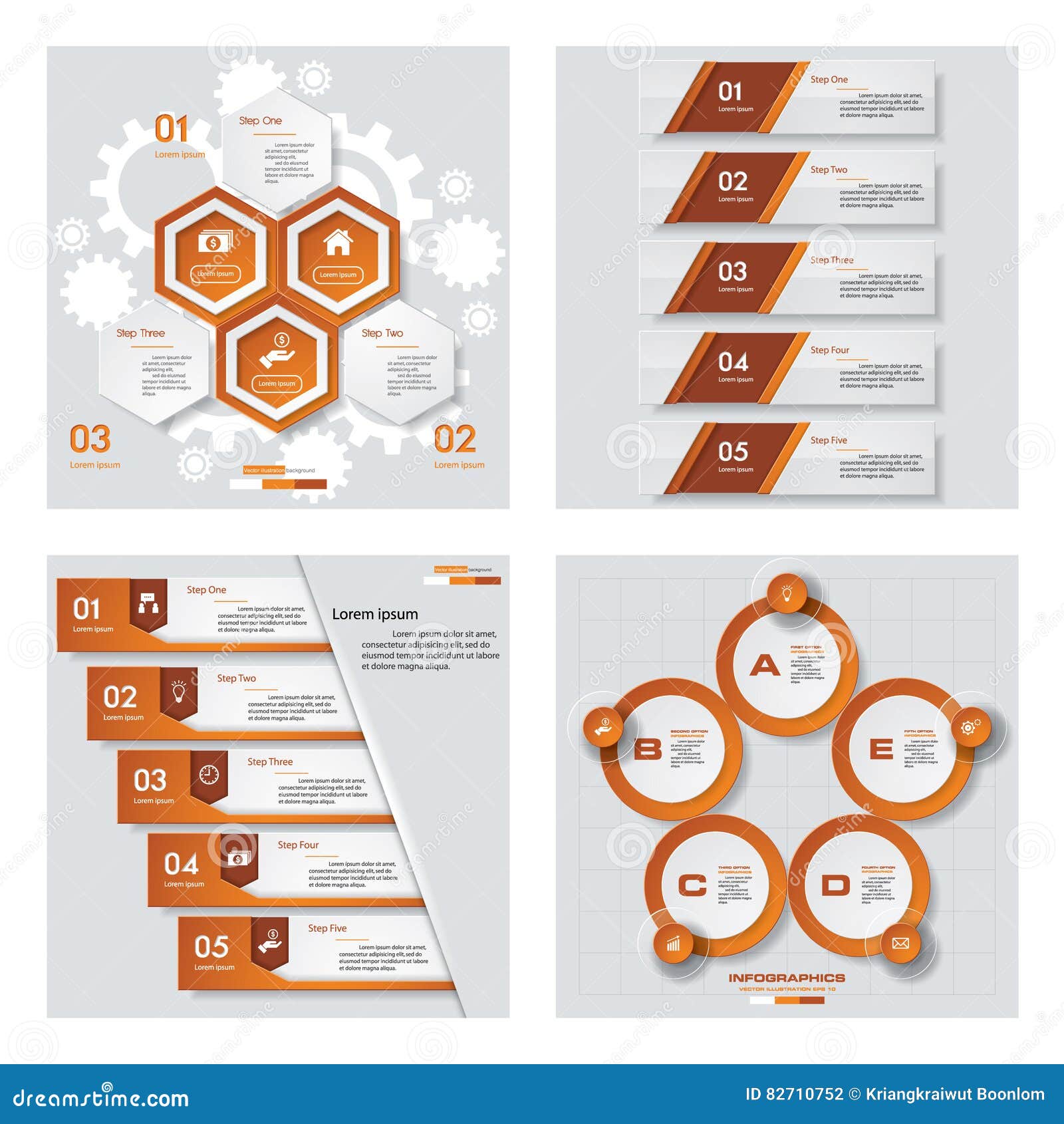 Collection of 4 Orange Color Template/graphic or Website Layout. Vector ...