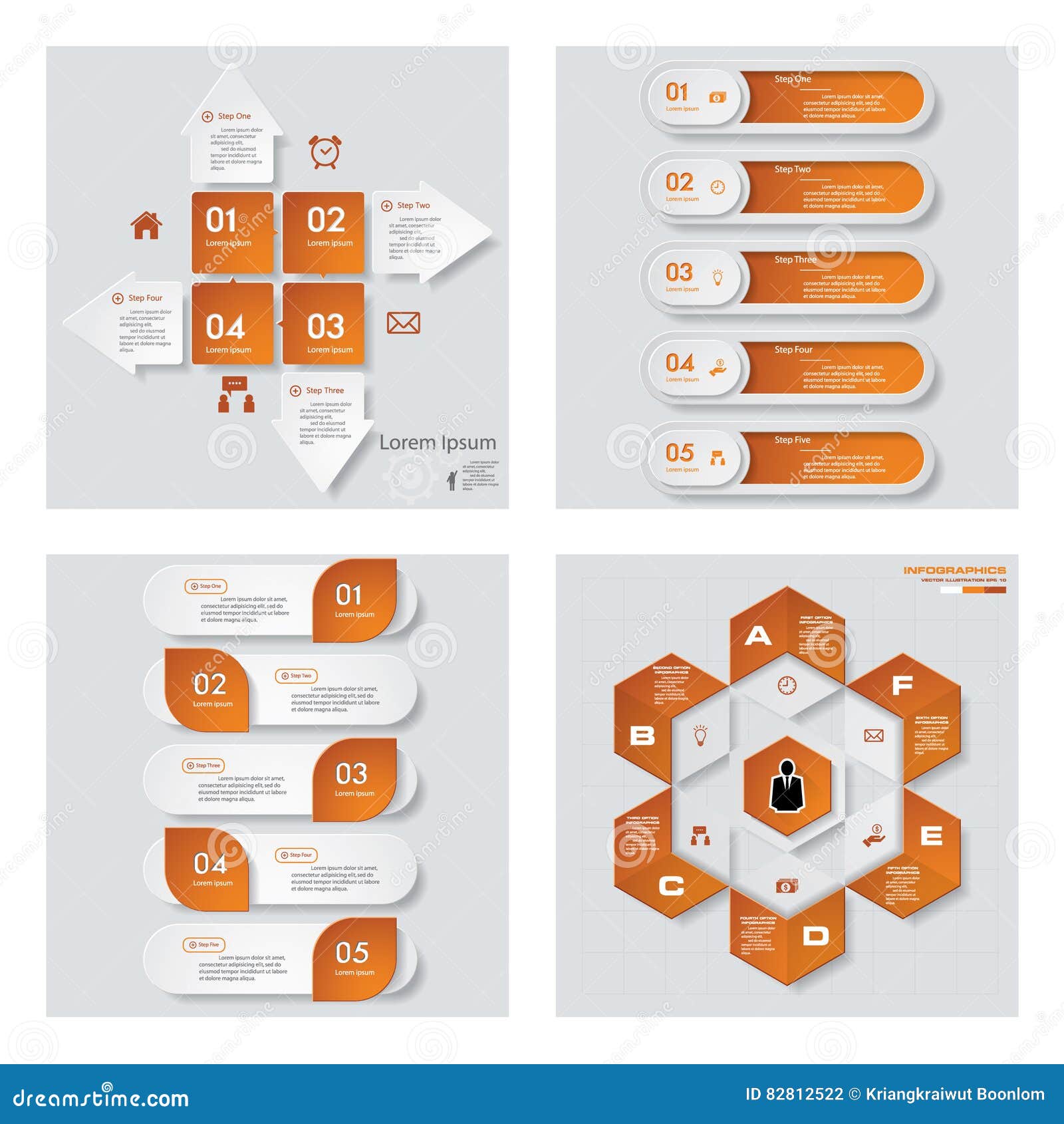 Collection of 4 Orange Color Template Stock Vector - Illustration of ...