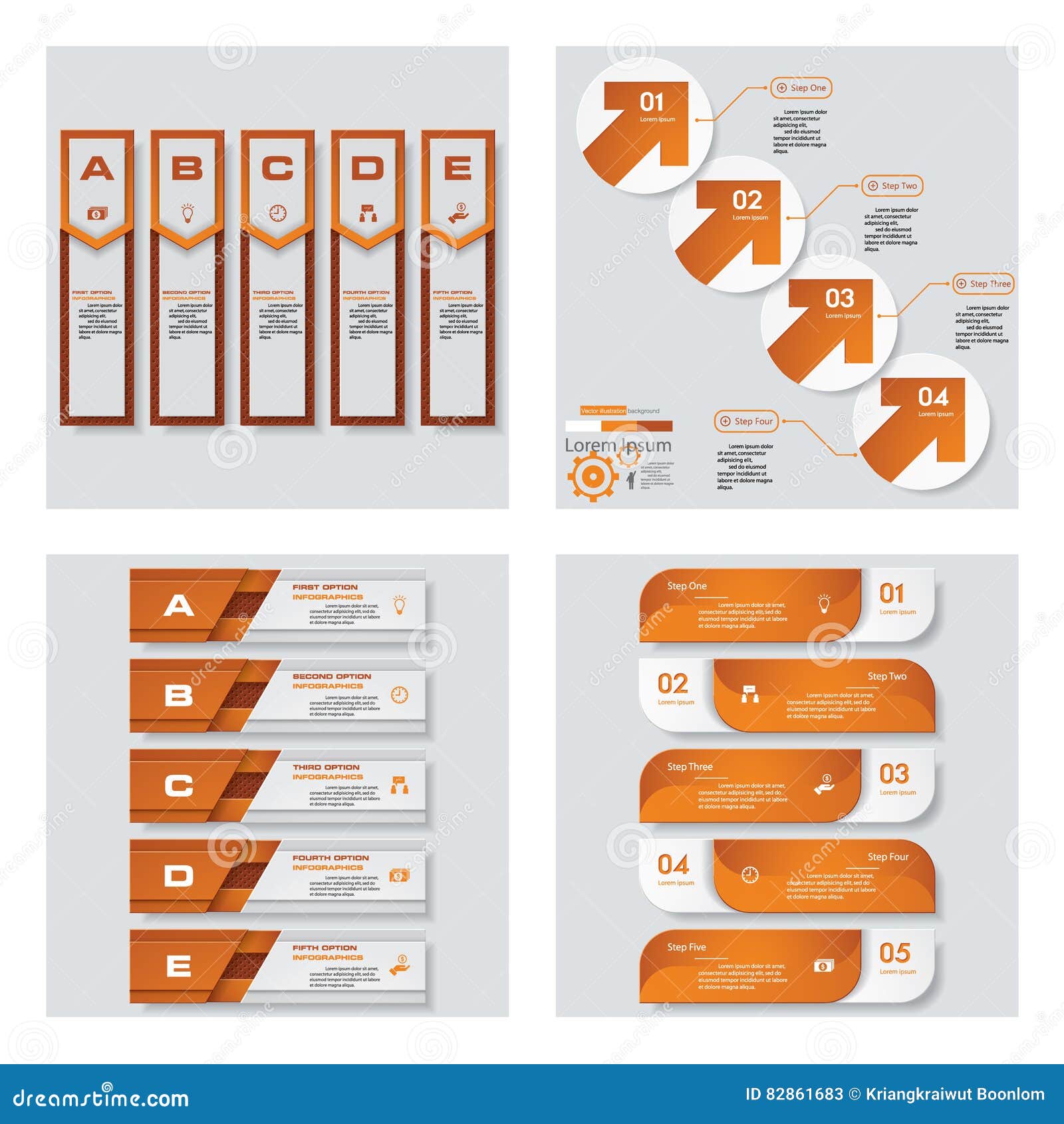 Collection of 4 Orange Color Template/graphic or Website Layout. Vector ...