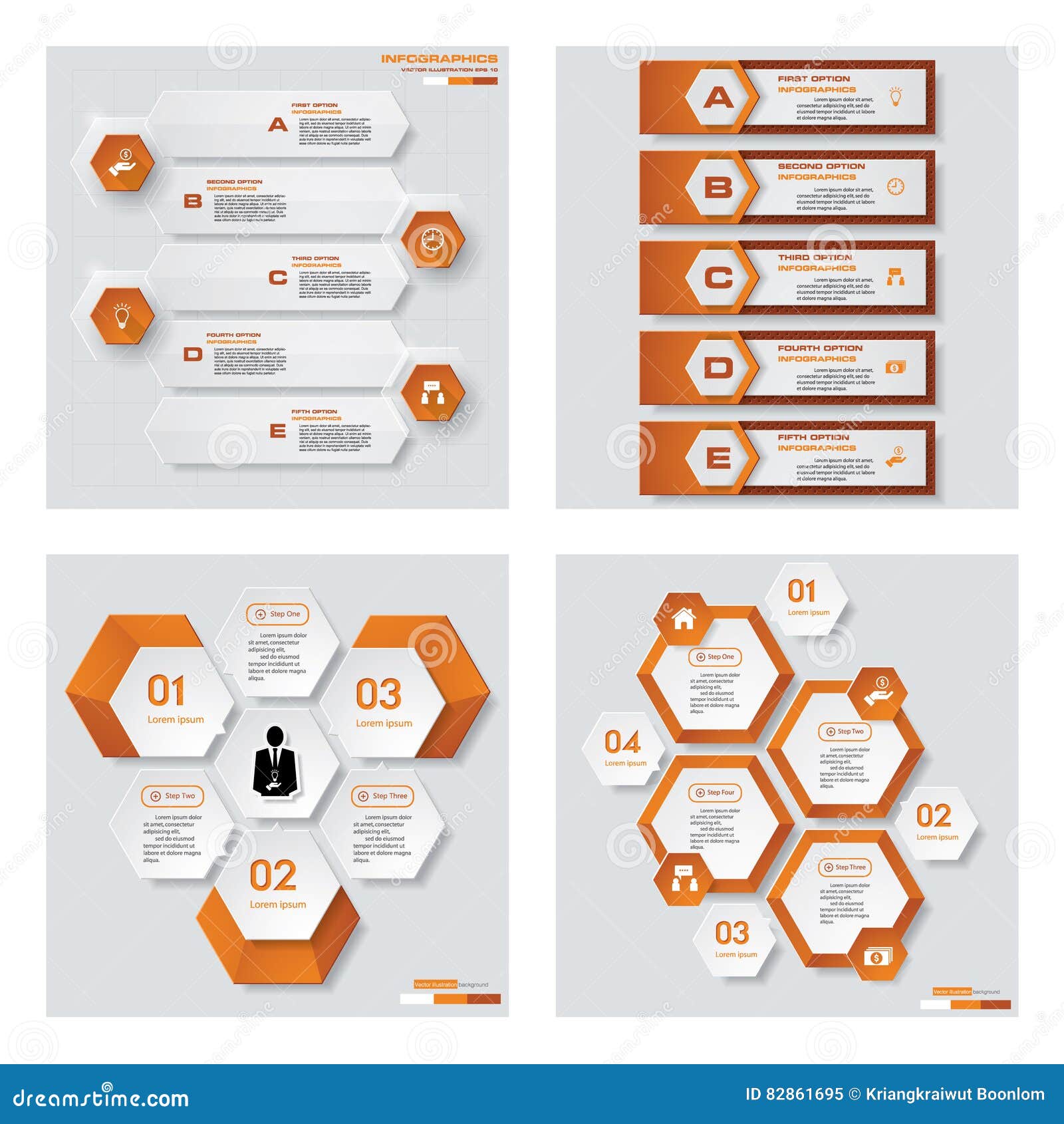 Collection of 4 Orange Color Template/graphic or Website Layout. Vector ...