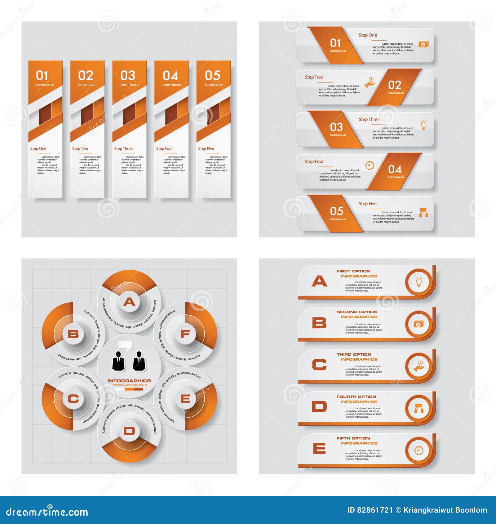Collection of 4 Orange Color Template/graphic or Website Layout. Vector ...