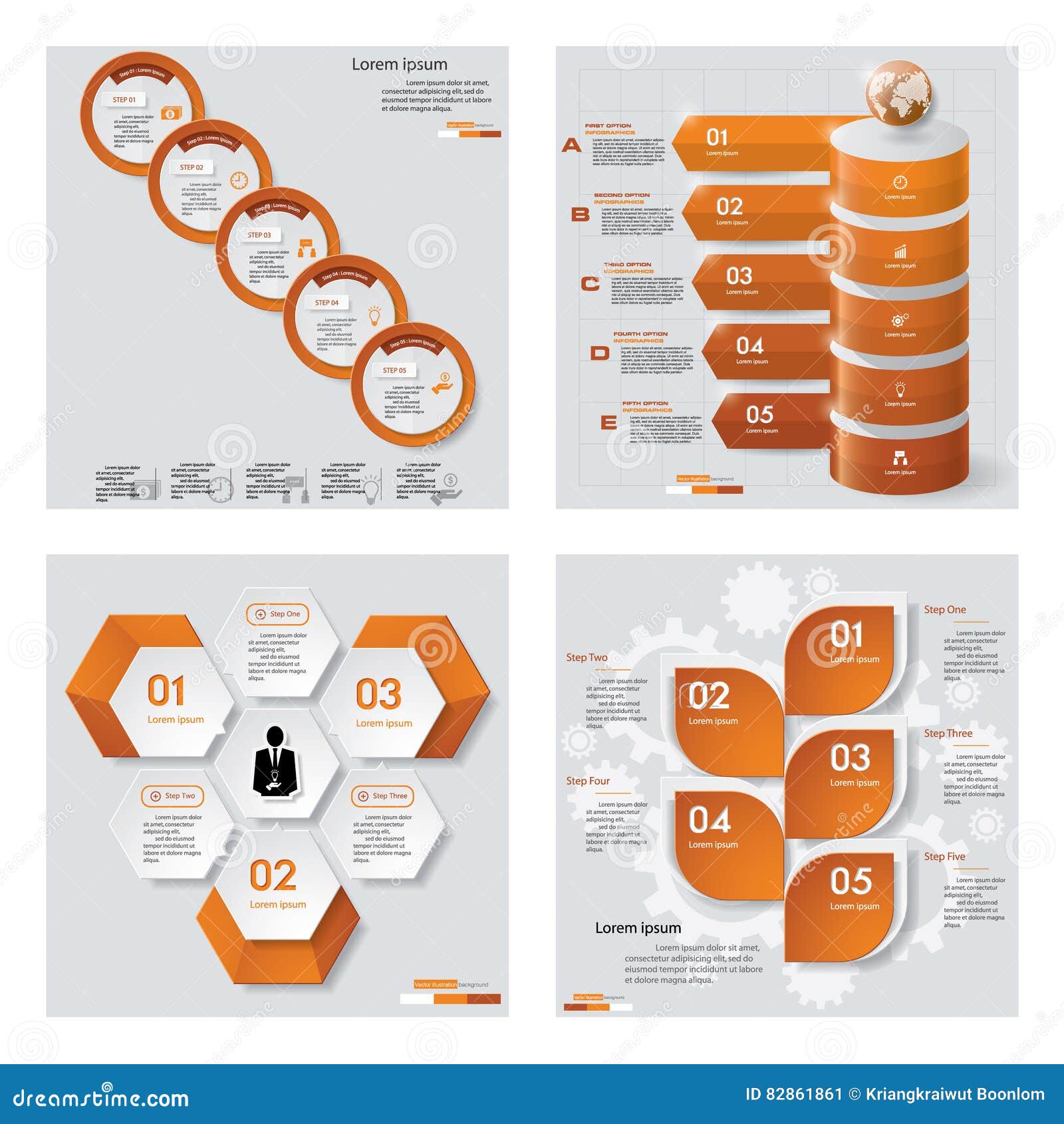 Collection of 4 Orange Color Template/graphic or Website Layout. Vector ...